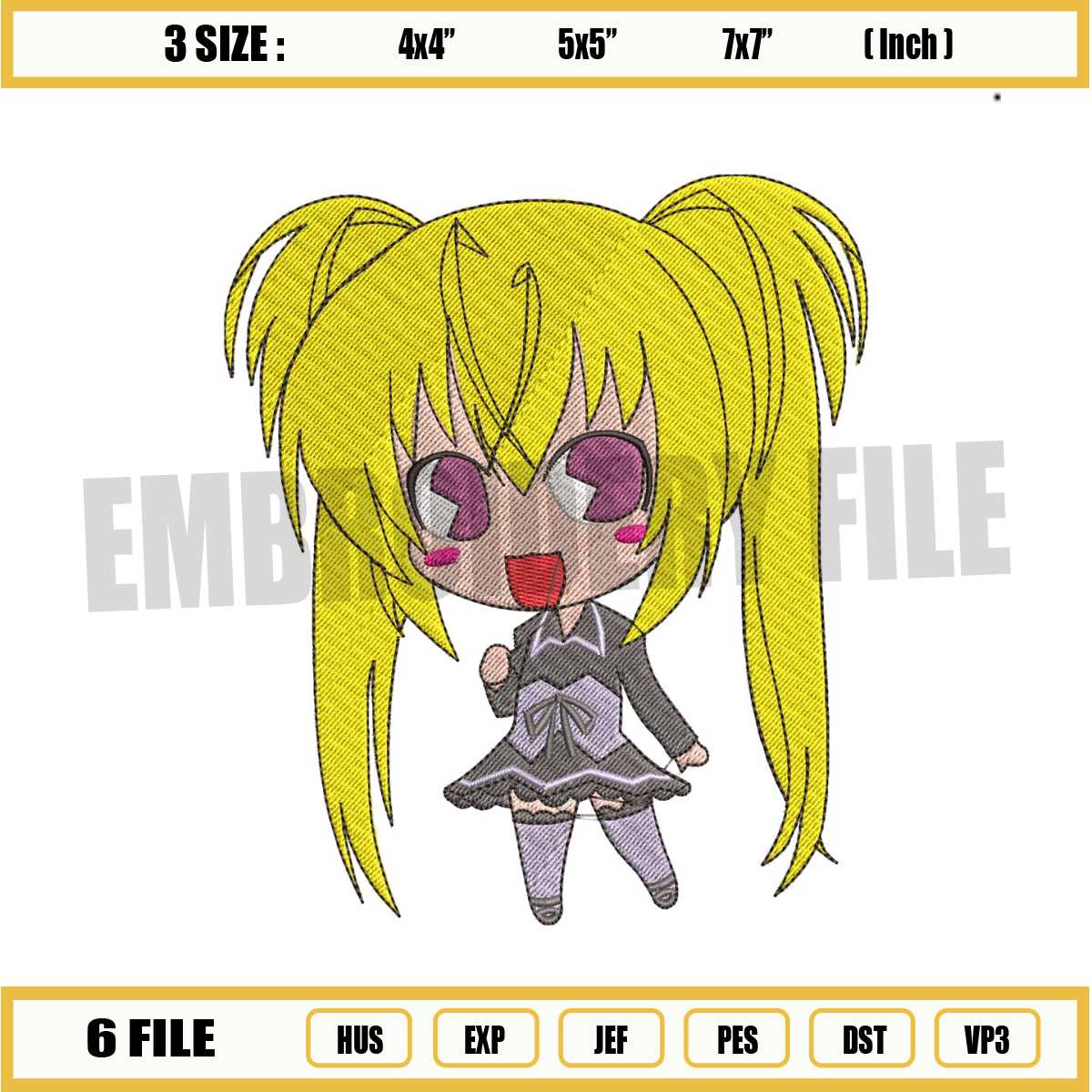 Anime Chibi embroidery design file png | Inspire Uplift