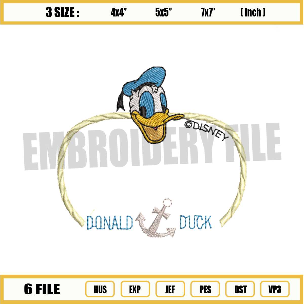 Captain Donald Duck Disney Embroidery | Inspire Uplift