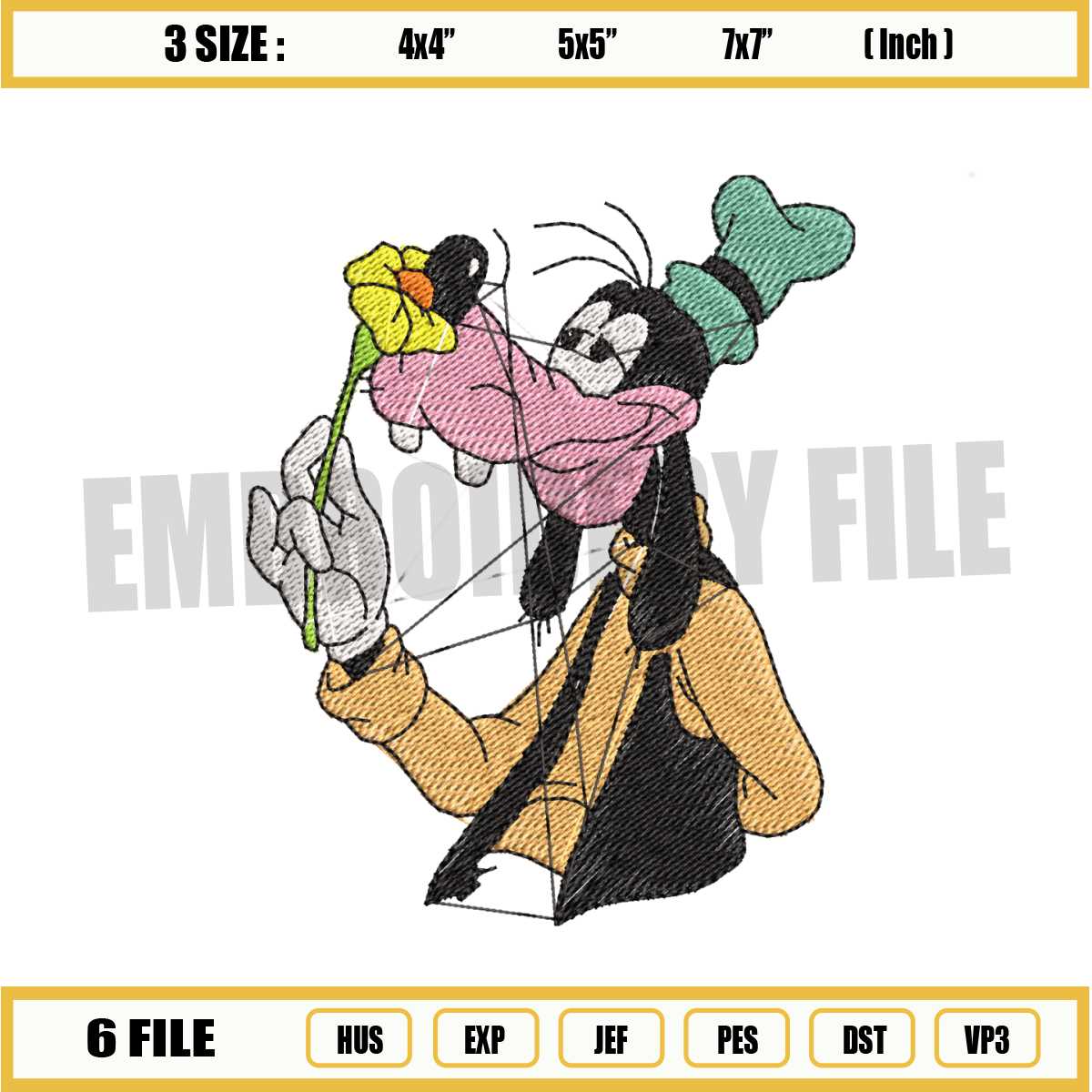 Goofy Flower Embroidery Design Png | Inspire Uplift