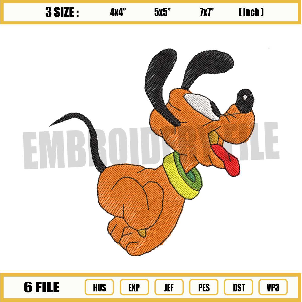 Puppy Pluto Embroidery Design Png | Inspire Uplift