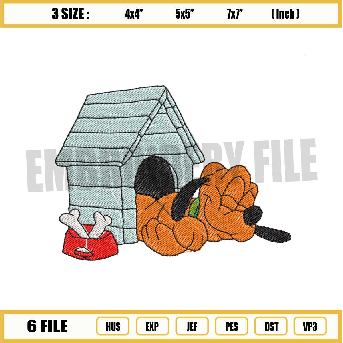 Puppy Pluto Sleeping Embroidery File Png | Inspire Uplift