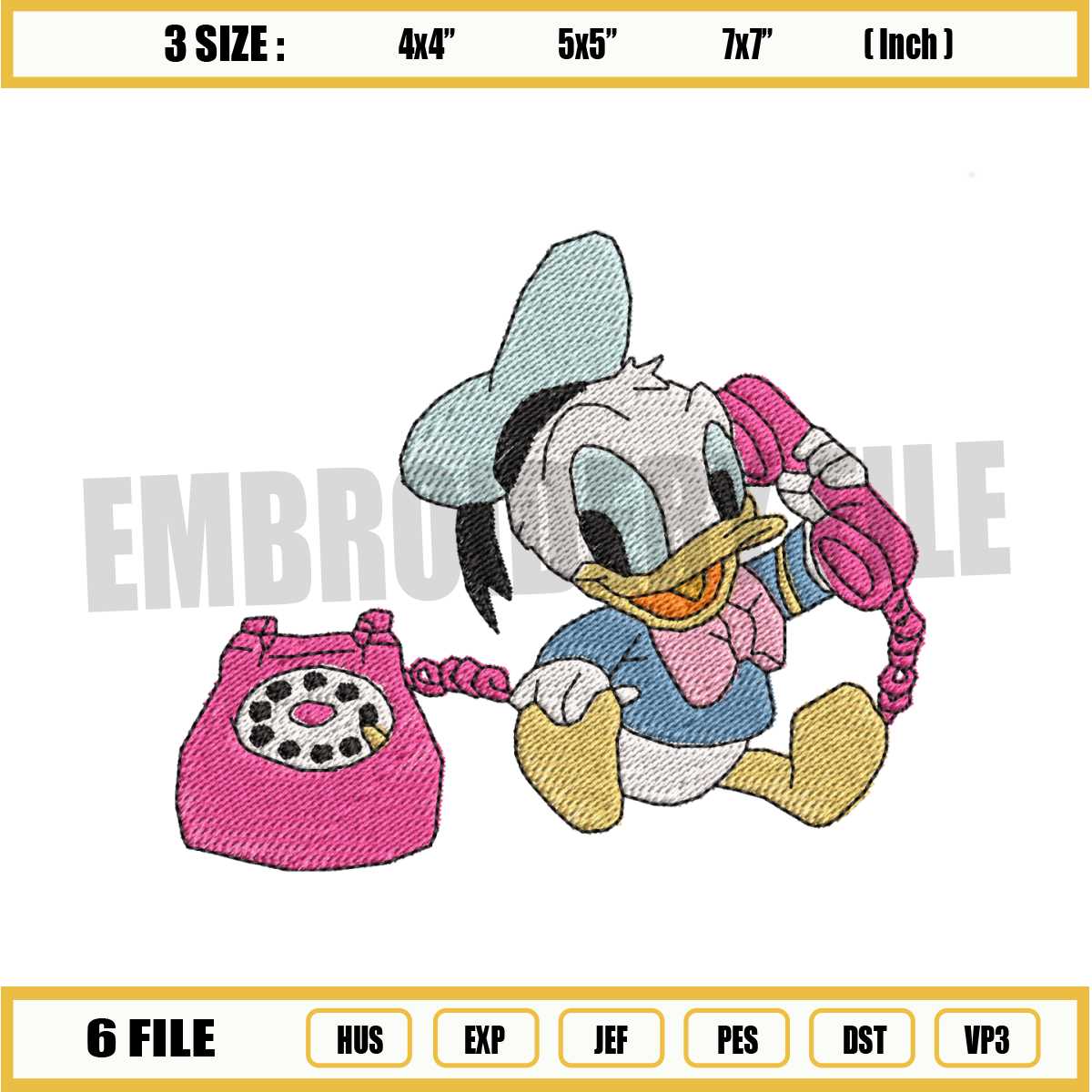 Baby Daisy Duck Calling Embroidery ,png - Inspire Uplift