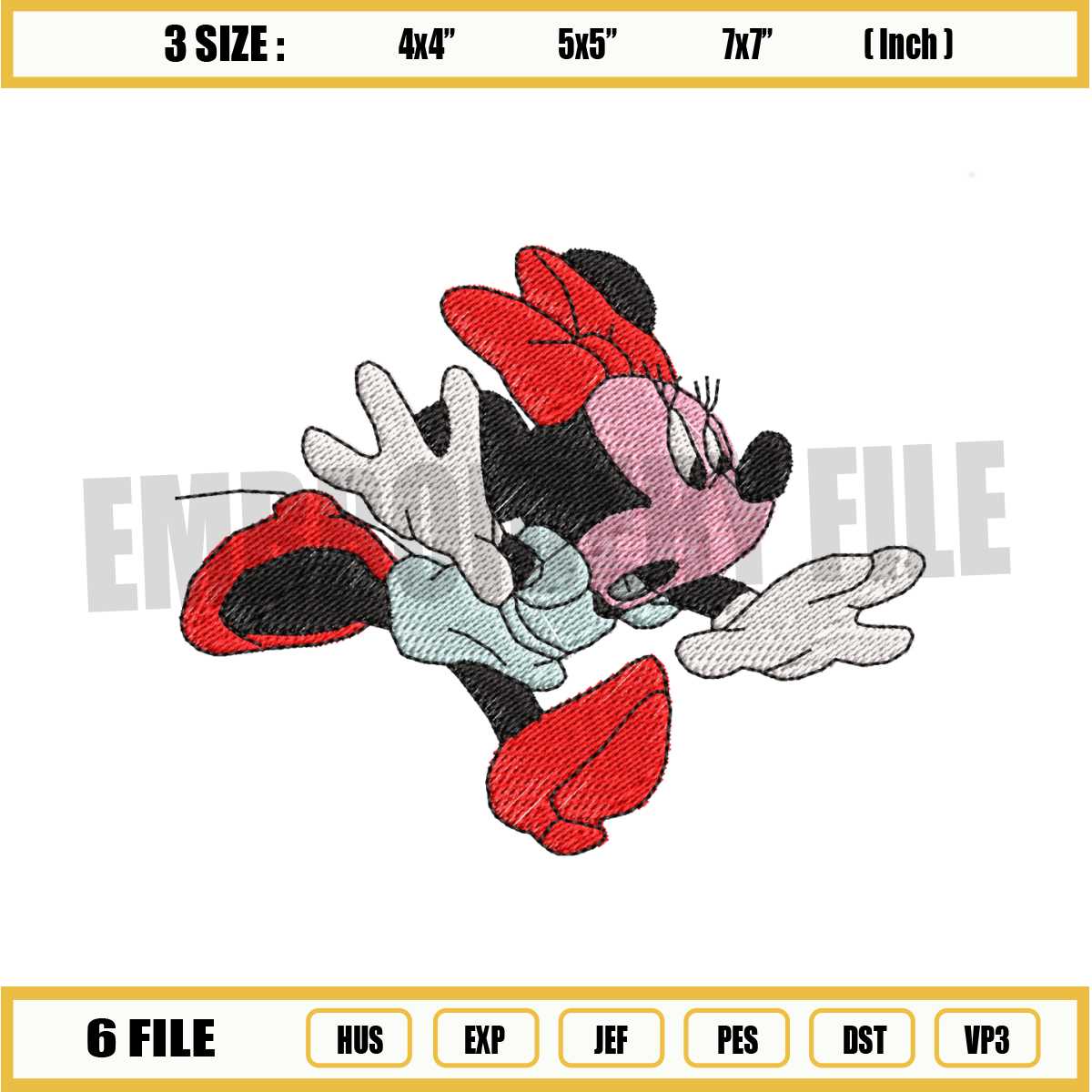 Minnie Mouse Run Embroidery Design ,png | Inspire Uplift