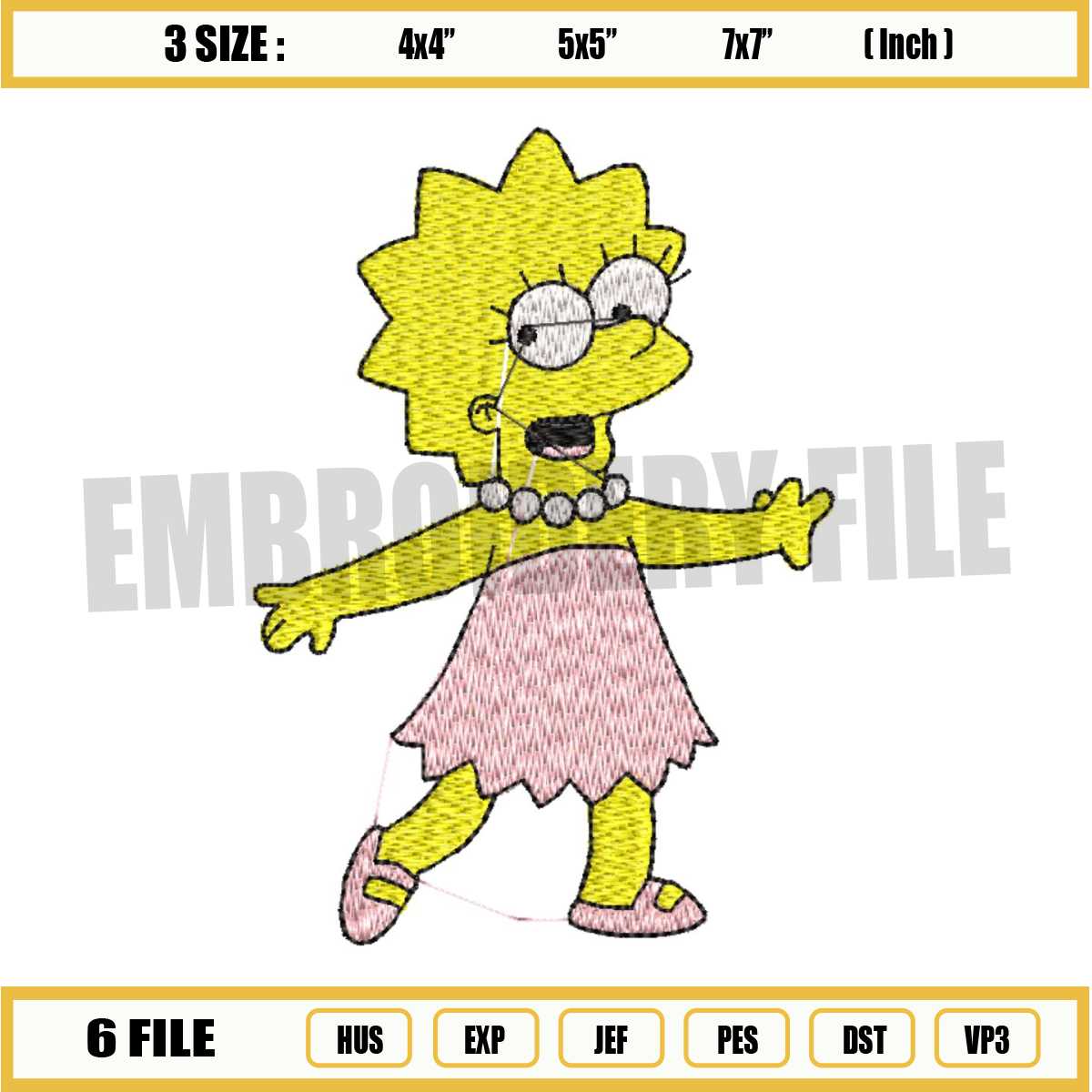 Lisa Simpson Girl Embroidery Png | Inspire Uplift