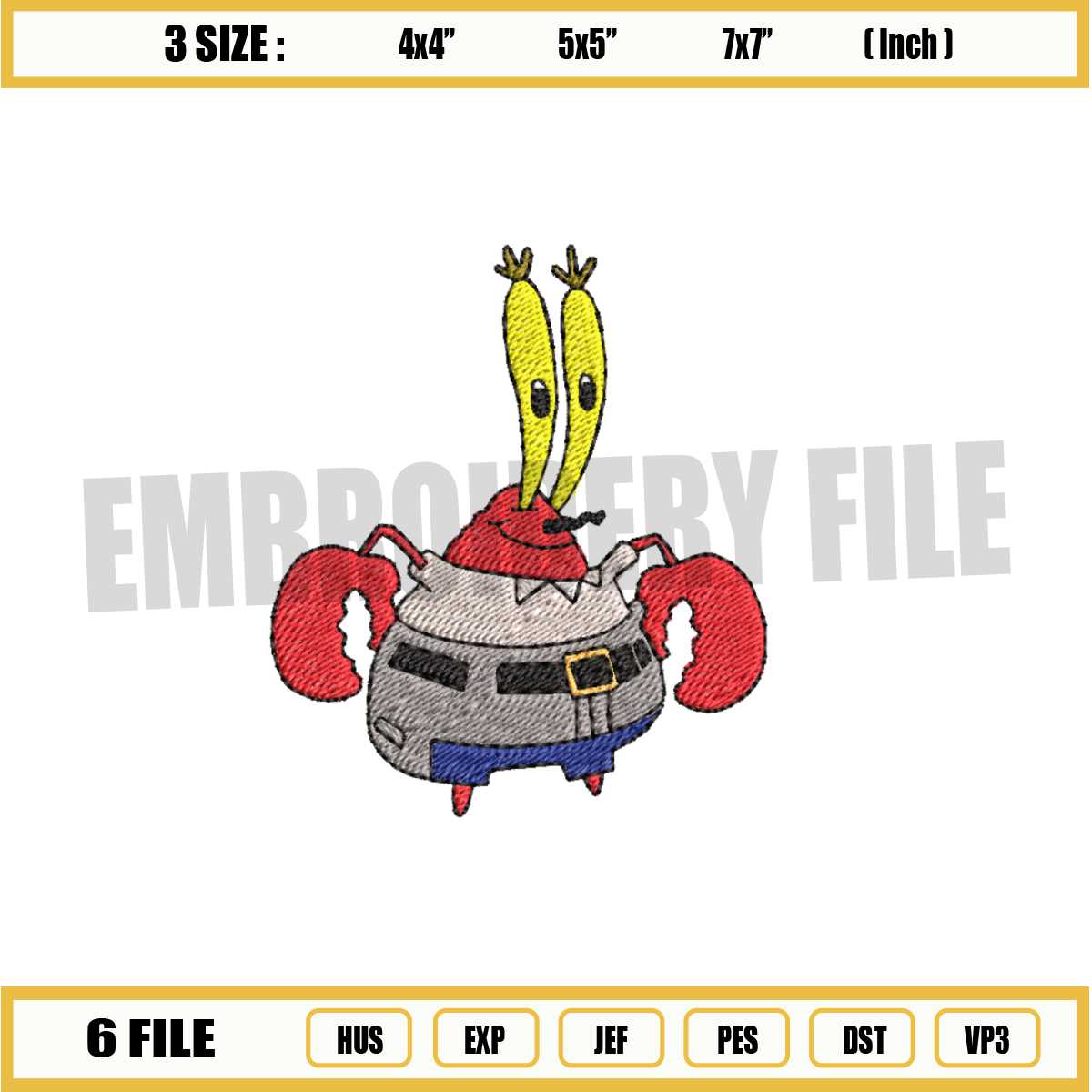Mr. Krabs Character Embroidery Png | Inspire Uplift