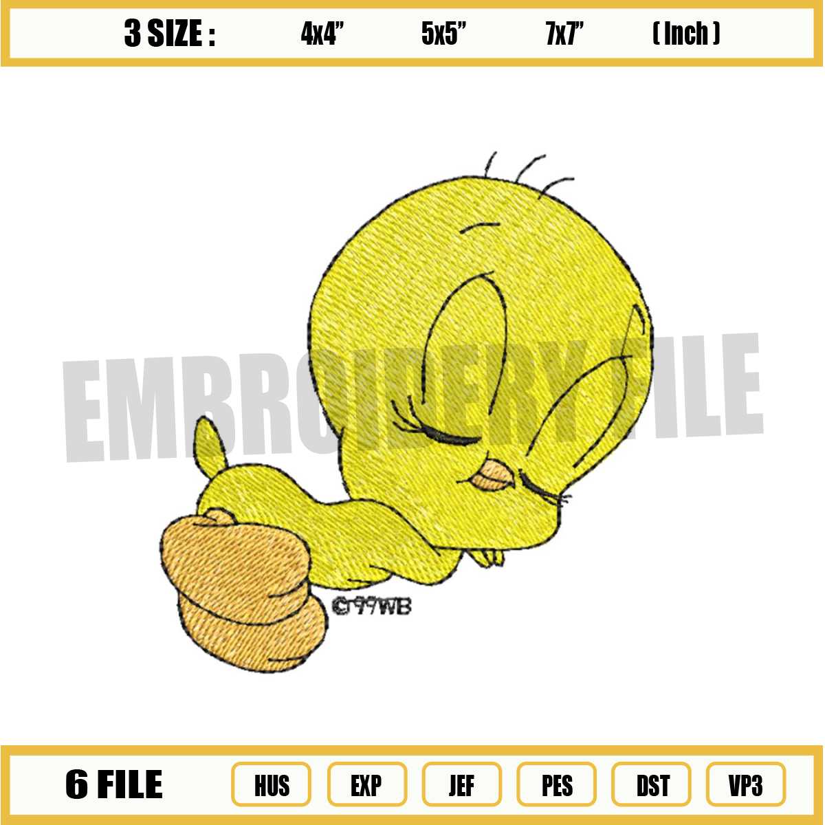 Sleeping Tweety Bird Embroidery Png | Inspire Uplift