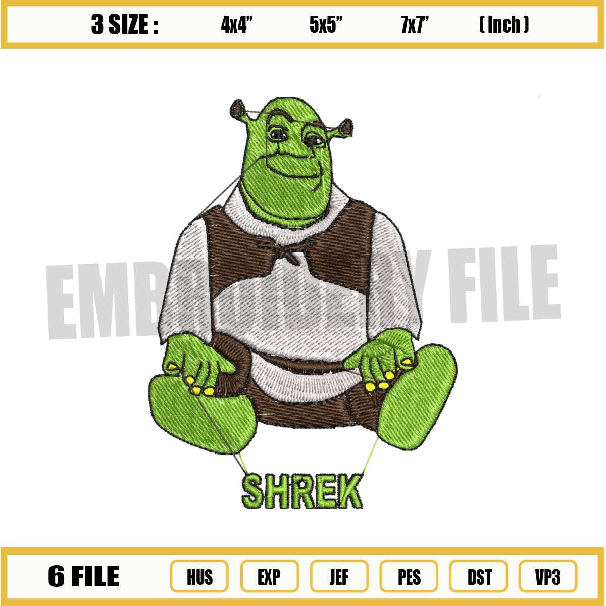 Shrek Sitting Logo Embroidery Png | Inspire Uplift