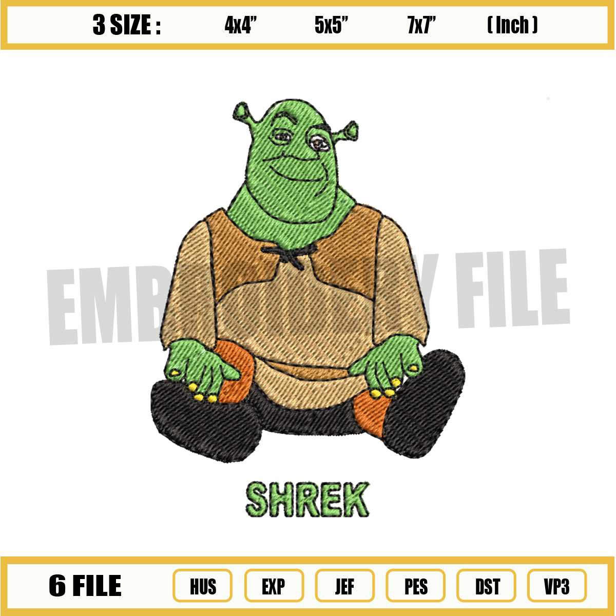 Sitting Shrek Machine Embroidery Png | Inspire Uplift