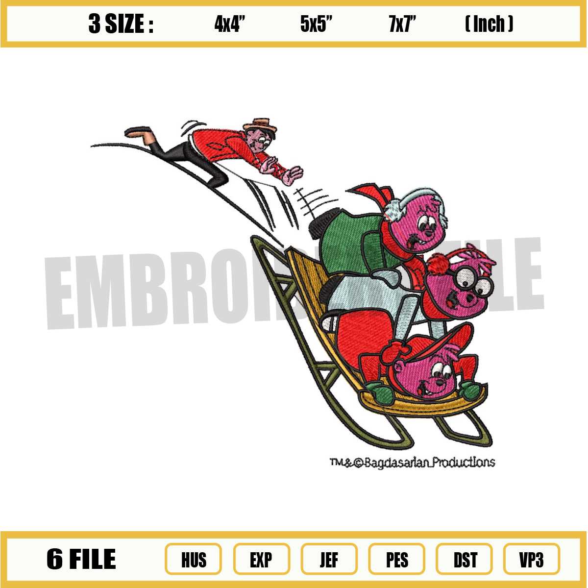 Chipmunks Riding The Christmas Sleigh Embroidery Png | Inspire Uplift