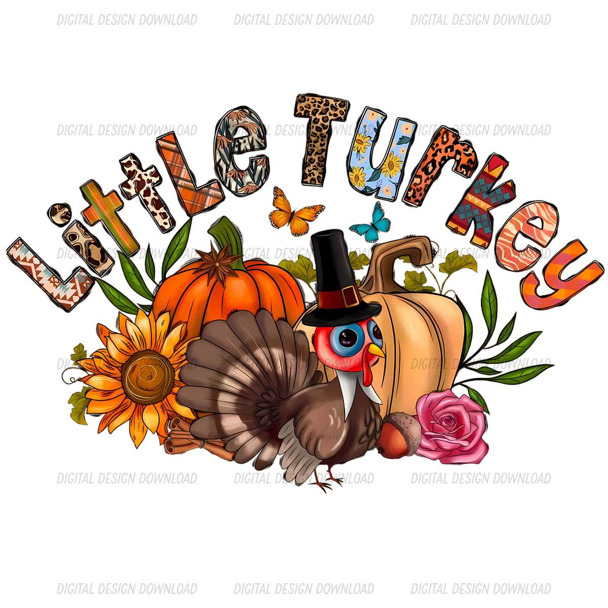 Little Turkey Png, Thanksgiving Western Cute Turkey Png Subl | Inspire ...