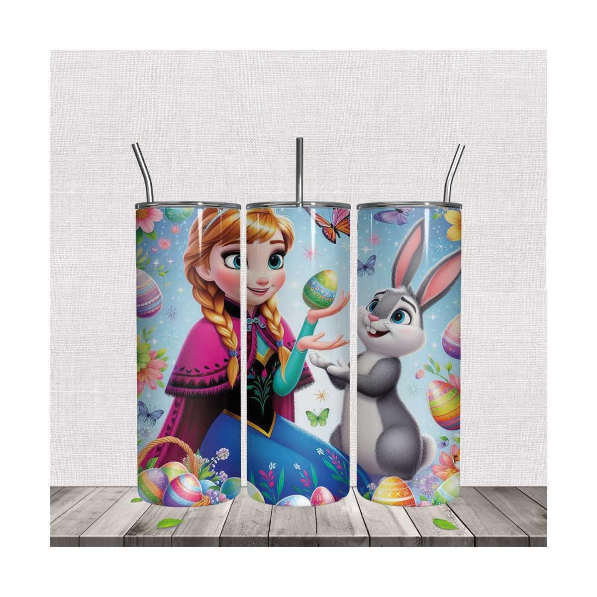 Frozen Anna Happy Easter Bunny Tumbler Wrap PNG | Inspire Uplift