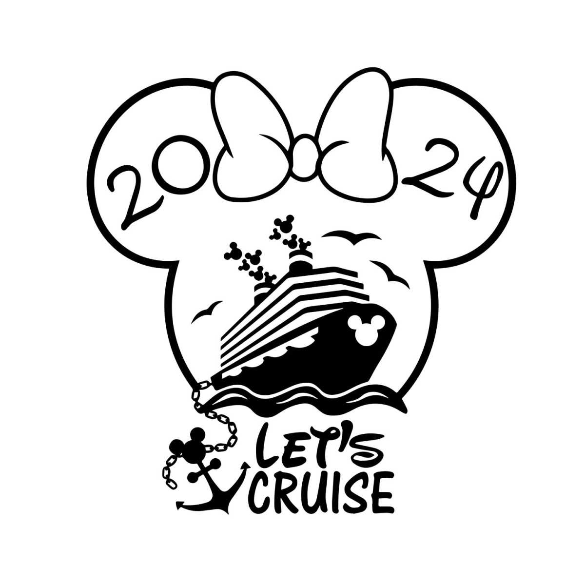 Let's Cruise Disney Minnie Mouse Ship 2024 SVG | Inspire Uplift