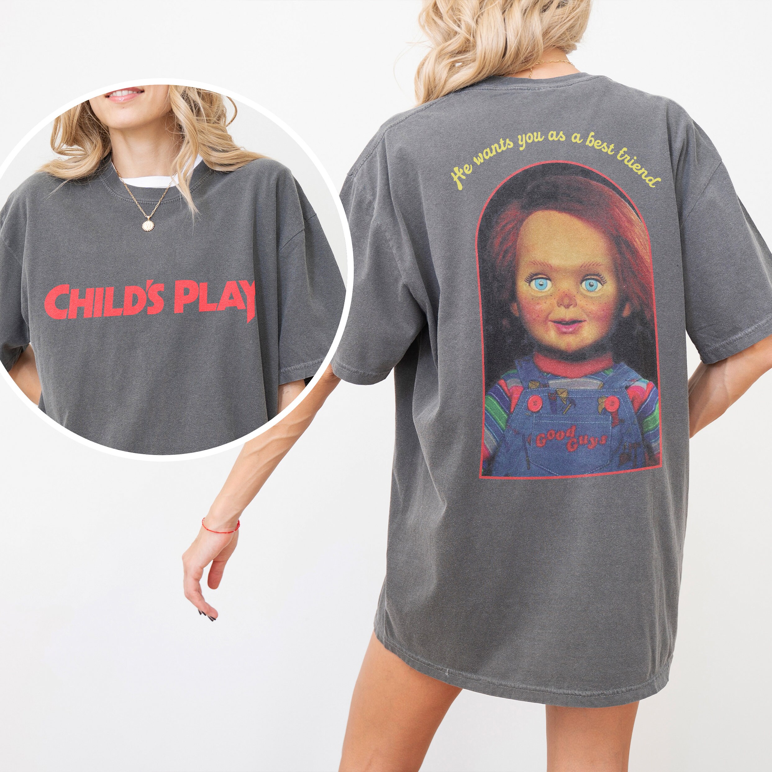 Chucky from Childs Play T-Shirt, Heavyweight Front Back Unis | Inspire ...