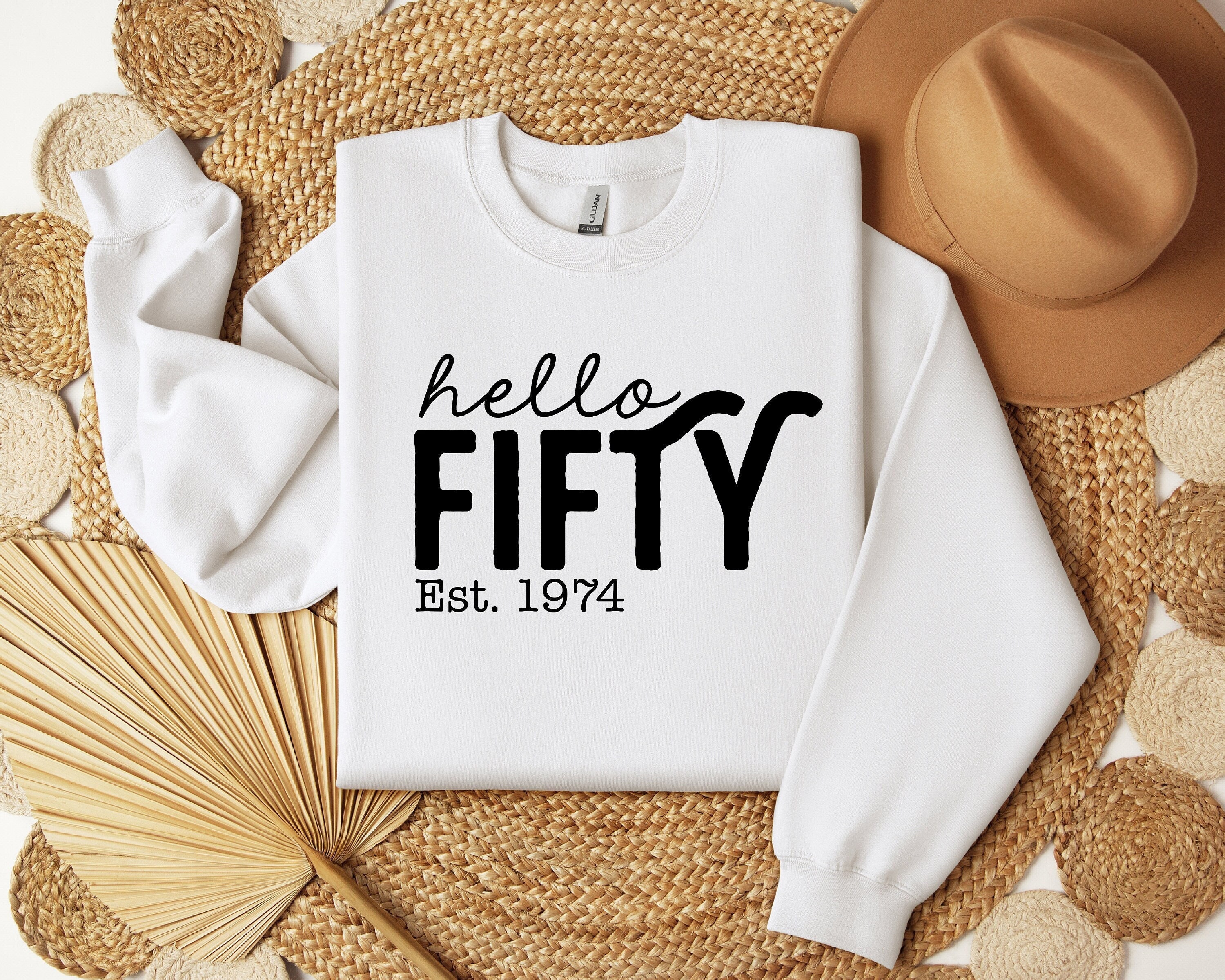 Hello Fifty Sweatshirt, Custom 50th Birthday Shirt, 50th Bir | Inspire ...