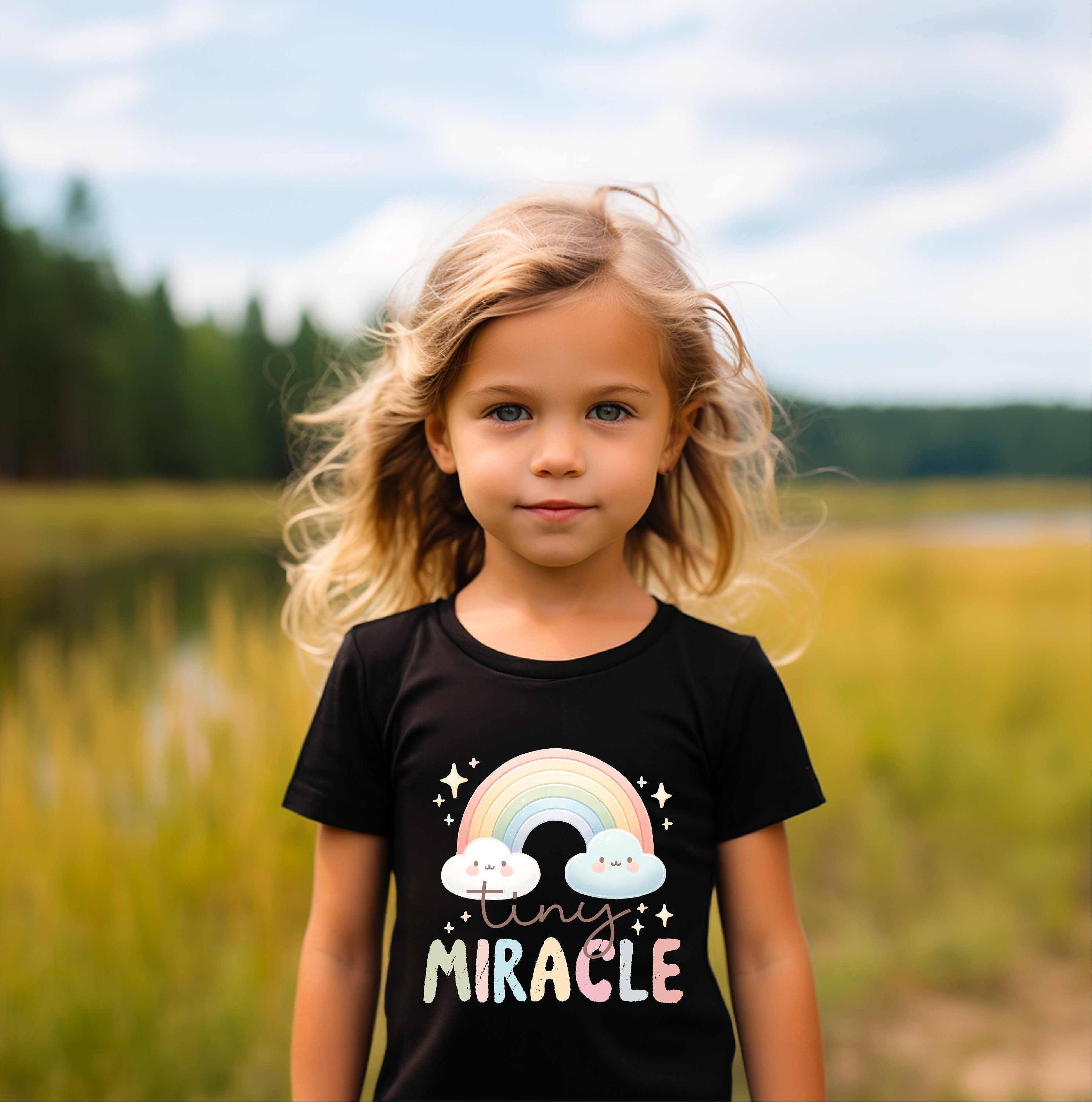 Tiny Miracle Rainbow Baby Onesie,Retro Announcement Bodysuit | Inspire Uplift