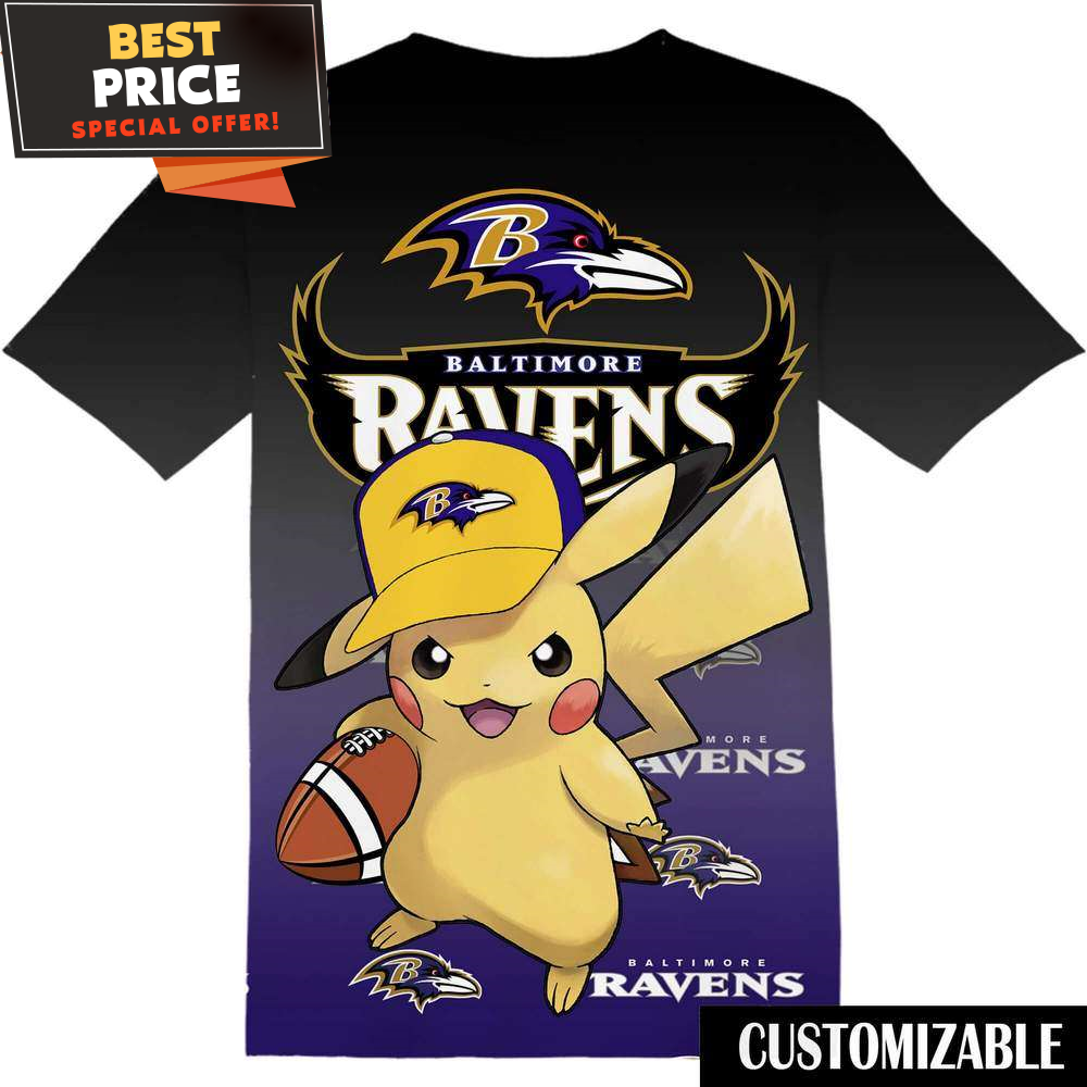 NFL Baltimore Ravens Black Pokemon Pikachu TShirt, NFL Graph | Inspire ...