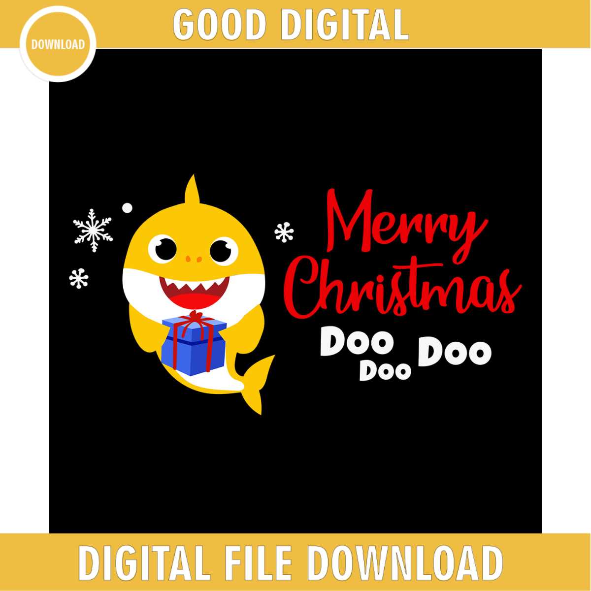 Merry Christmas Gift Baby Shark Yellow Dodo SVG | Inspire Uplift