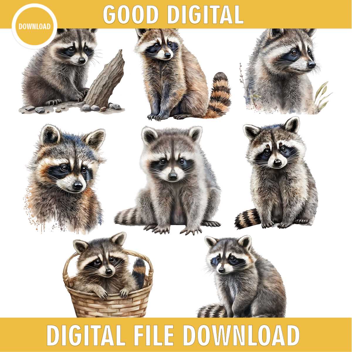Raccoon Clipart | Watercolor Woodland Animals Clipart | Baby | Inspire ...