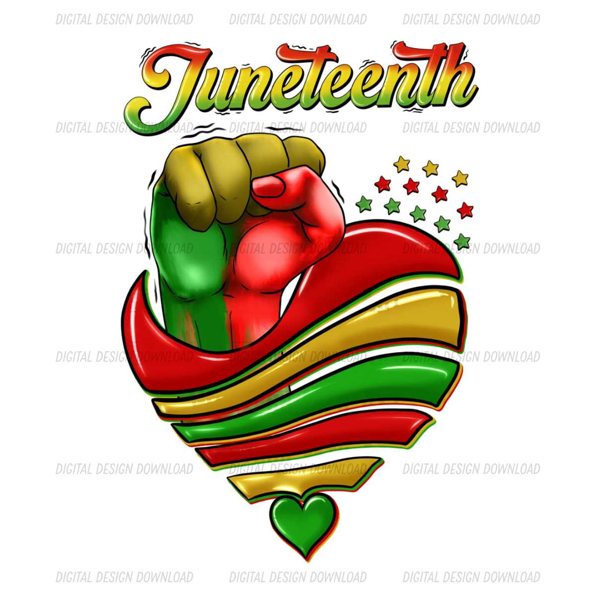 Juneteenth Heart June 19 1865 Sublimation Png | Inspire Uplift