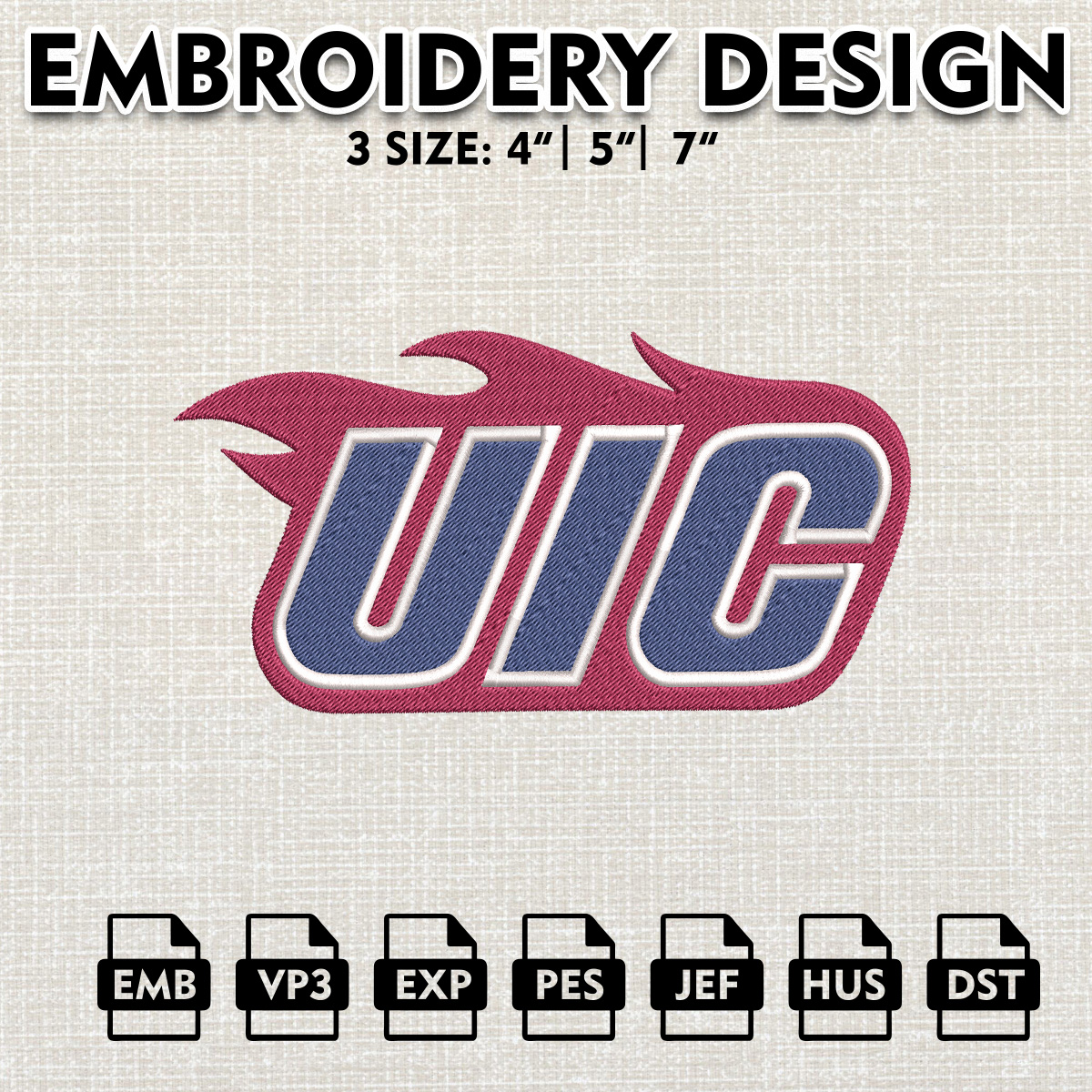 NCAA Logo Embroidery Designs, UIC Flames Embroidery Files, N | Inspire ...