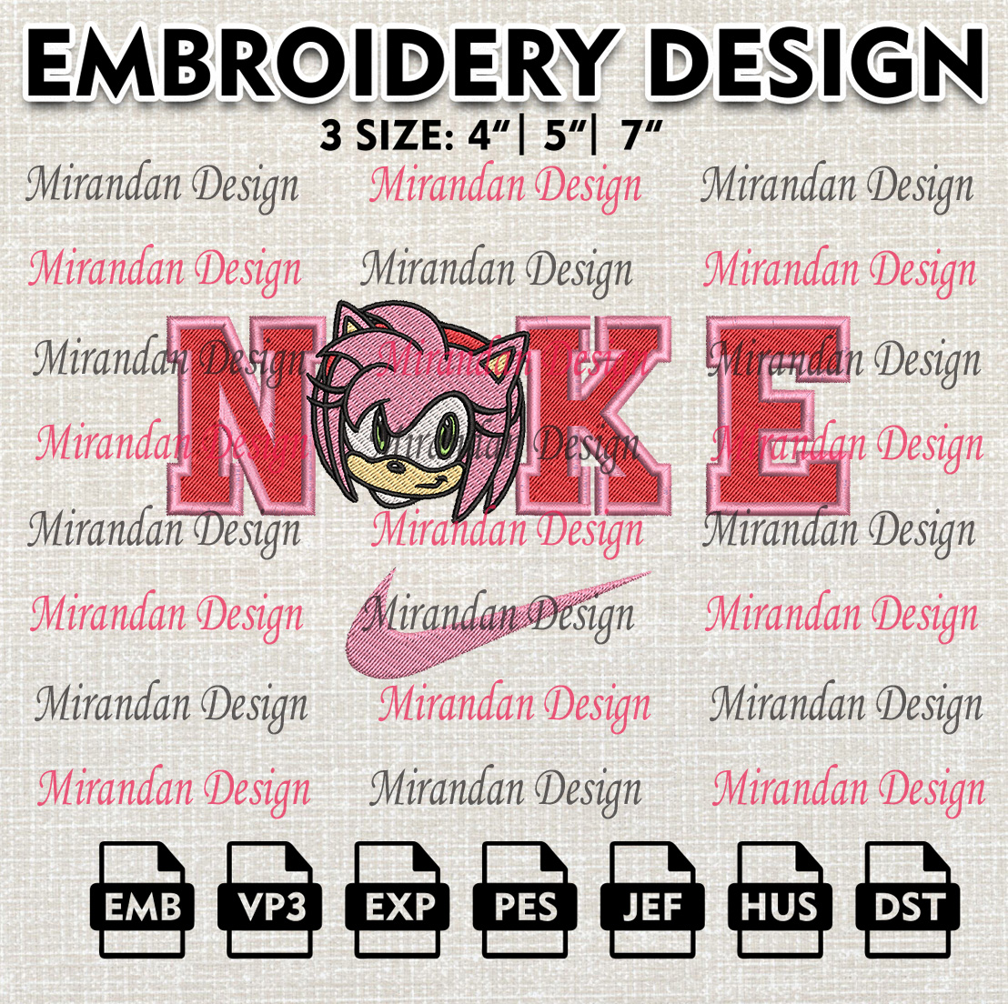 Nik.e Amy Rose Embroidery Designs, Sonic the Hedgehog Embroi - Inspire ...