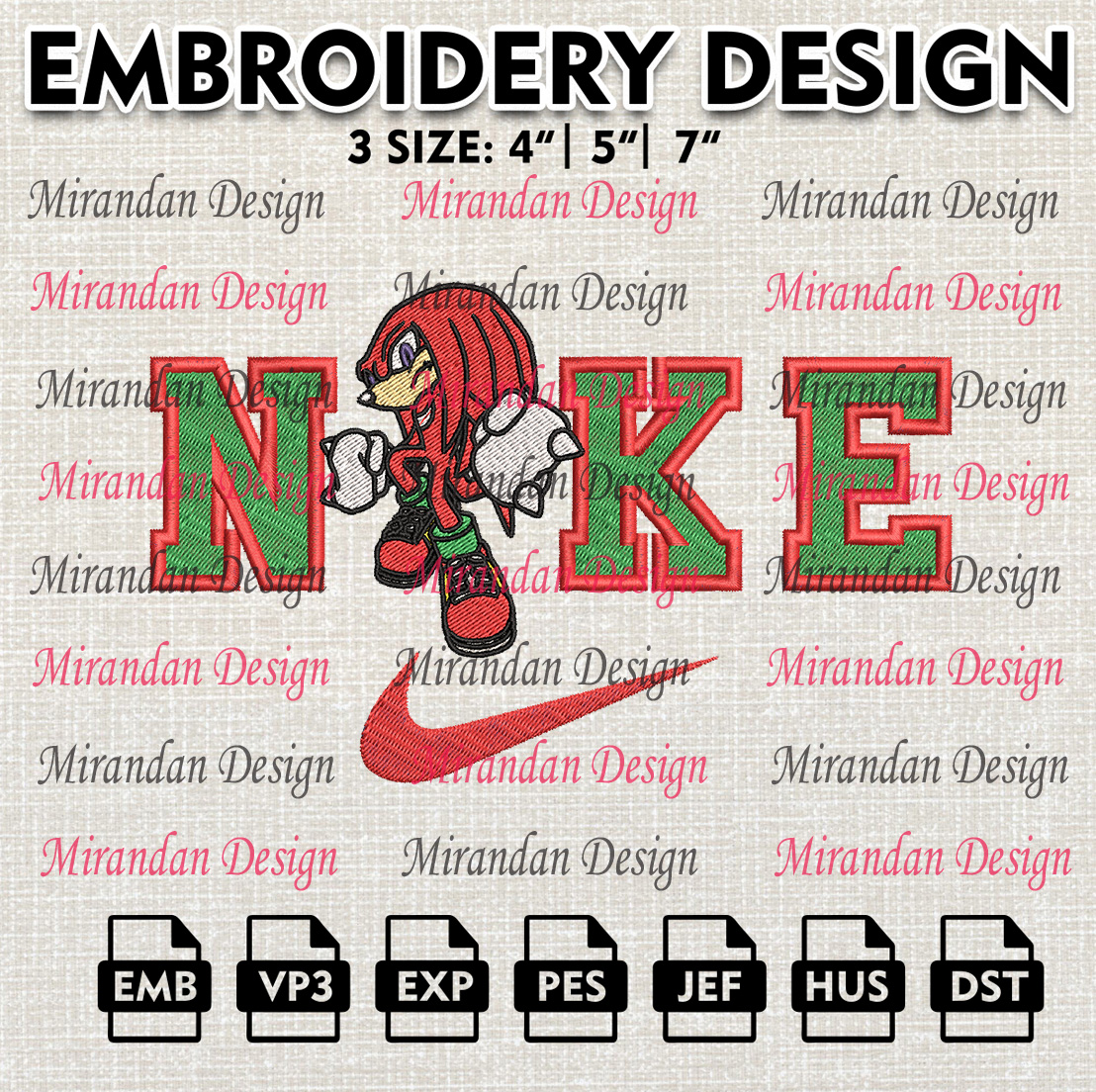 Nik.e Knuckles Embroidery Designs, Sonic the Hedgehog Embroi | Inspire ...