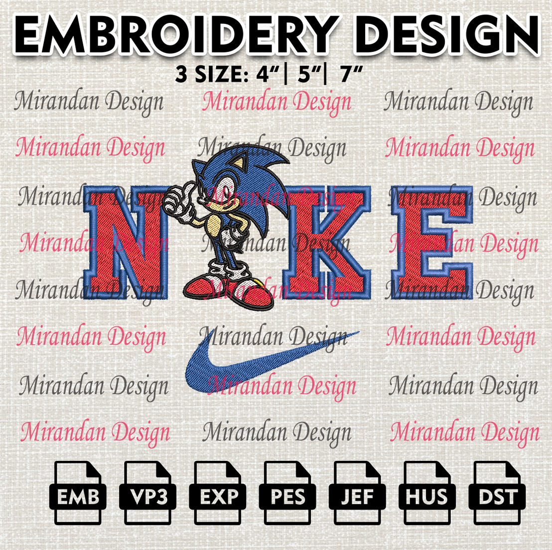 Nik.e Sonic 4 Embroidery Designs, Sonic the Hedgehog Embroid | Inspire ...