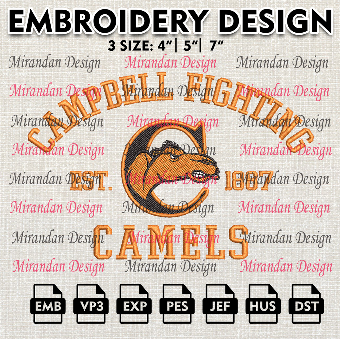 NCAA Campbell Fighting Camels Embroidery Design, NCAA Camels | Inspire ...