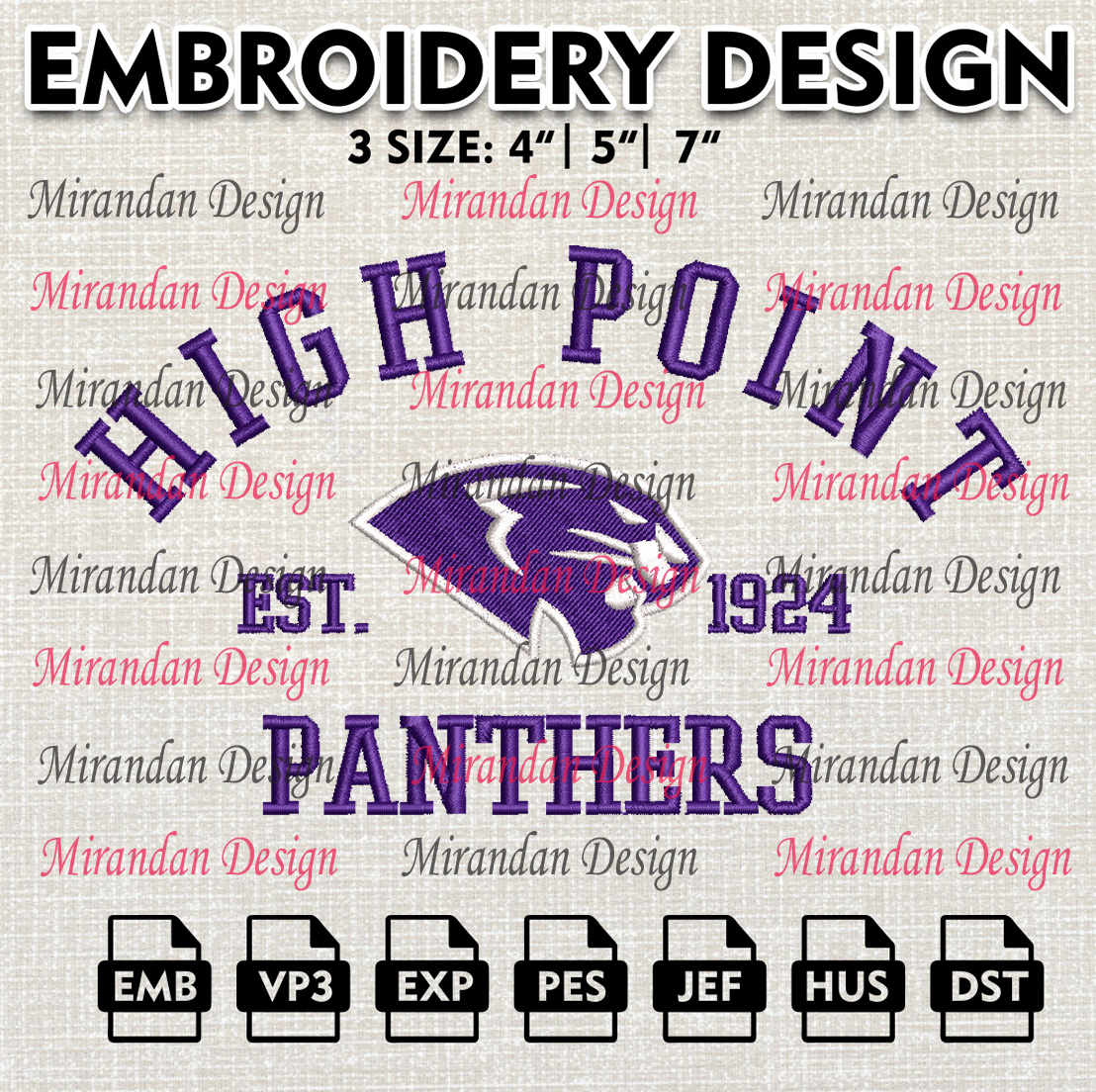 High Point Panthers Embroidery Design, NCAA Panthers Logo Em - Inspire ...