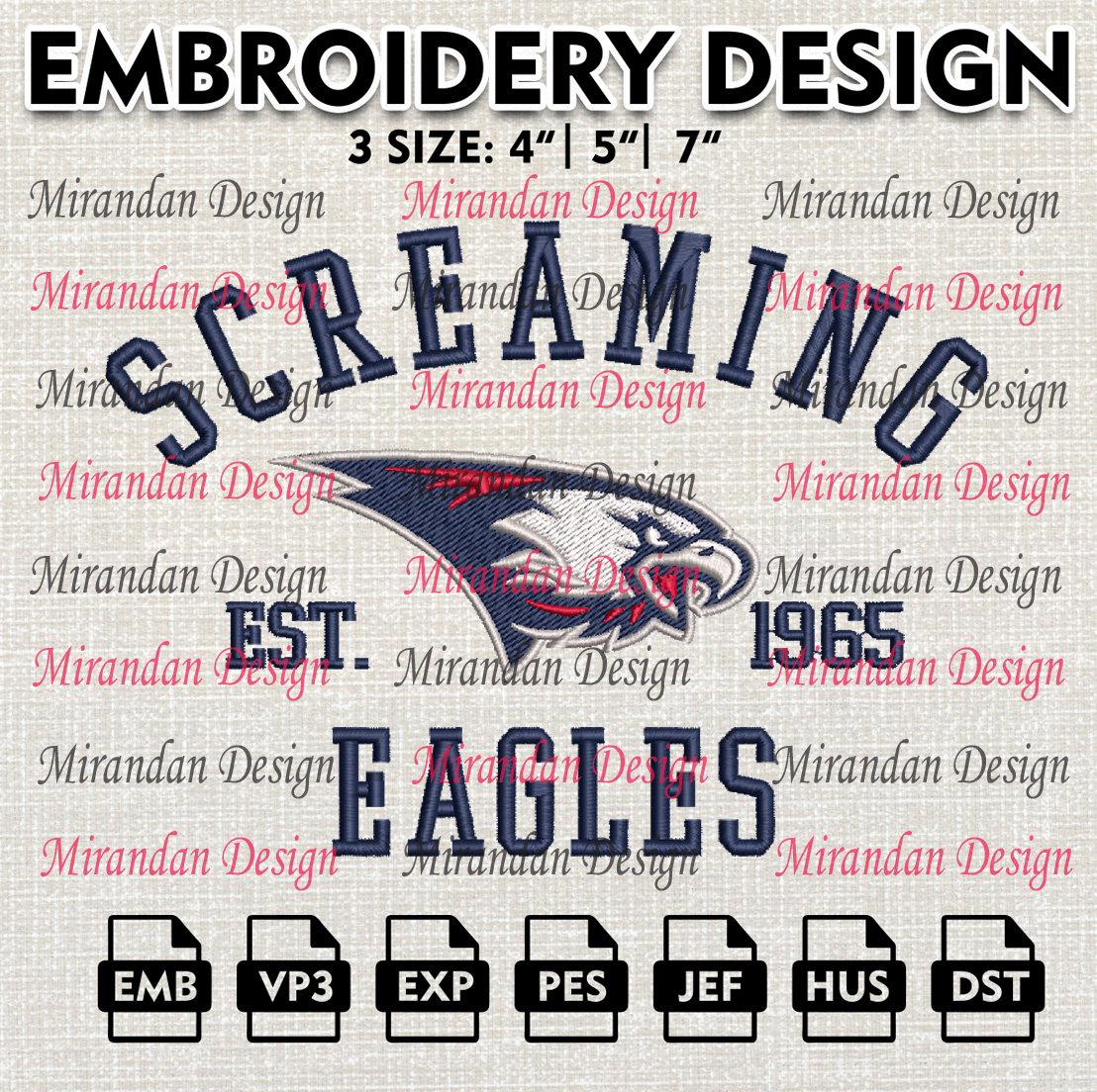 Screaming Eagles Embroidery Design, NCAA Screaming Logo Embr | Inspire ...