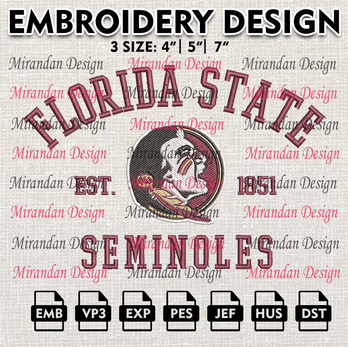 Florida State Seminoles Embroidery Design, NCAA Seminoles Lo - Inspire ...
