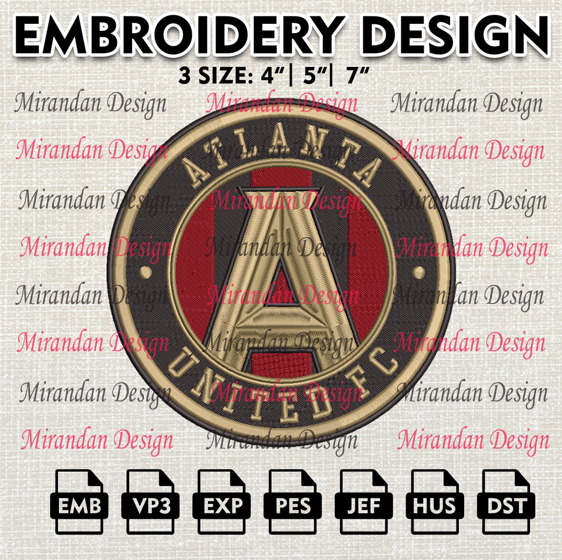 MLS Atlanta United FC Logo Embroidery Design, Embroidery fil | Inspire ...
