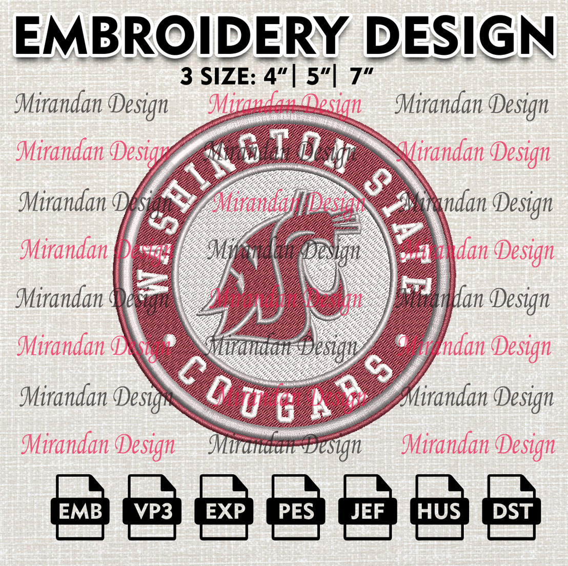 NCAA Washington State Cougars Logo Embroidery Design, Machin | Inspire ...
