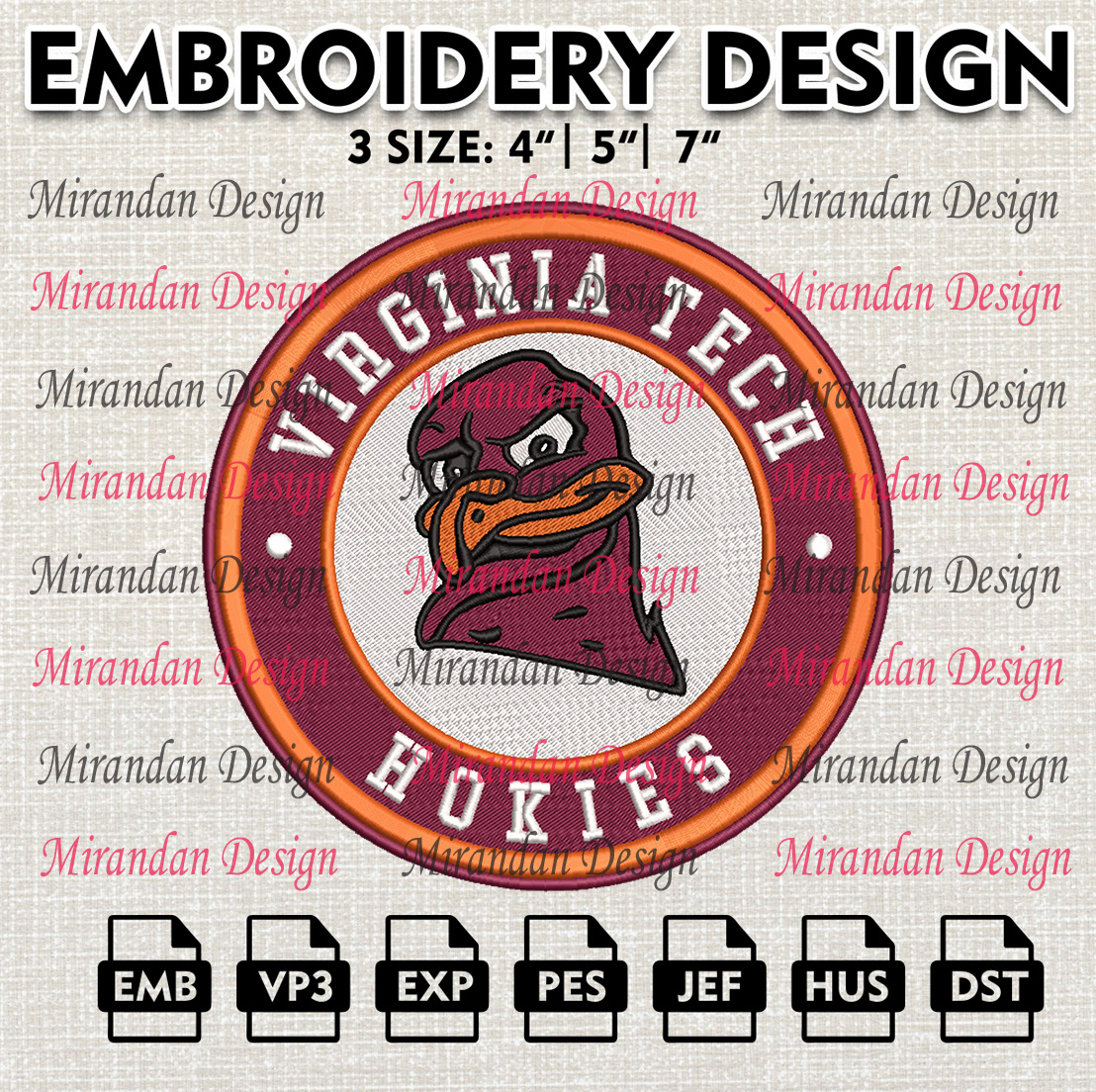 NCAA Virginia Tech Hokies Logo Embroidery Design, Machine Em | Inspire ...