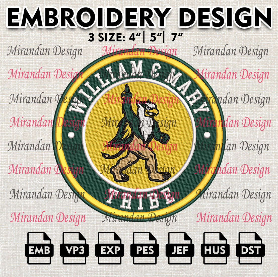 NCAA William Mary Tribe Embroidery Design, Machine Embroider | Inspire ...