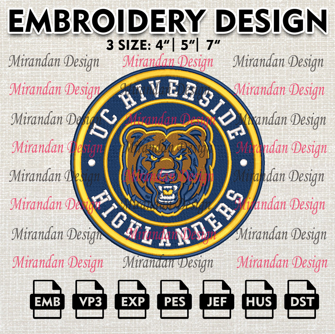 NCAA UC Riverside Highlanders Embroidery Design, Machine Emb | Inspire Uplift