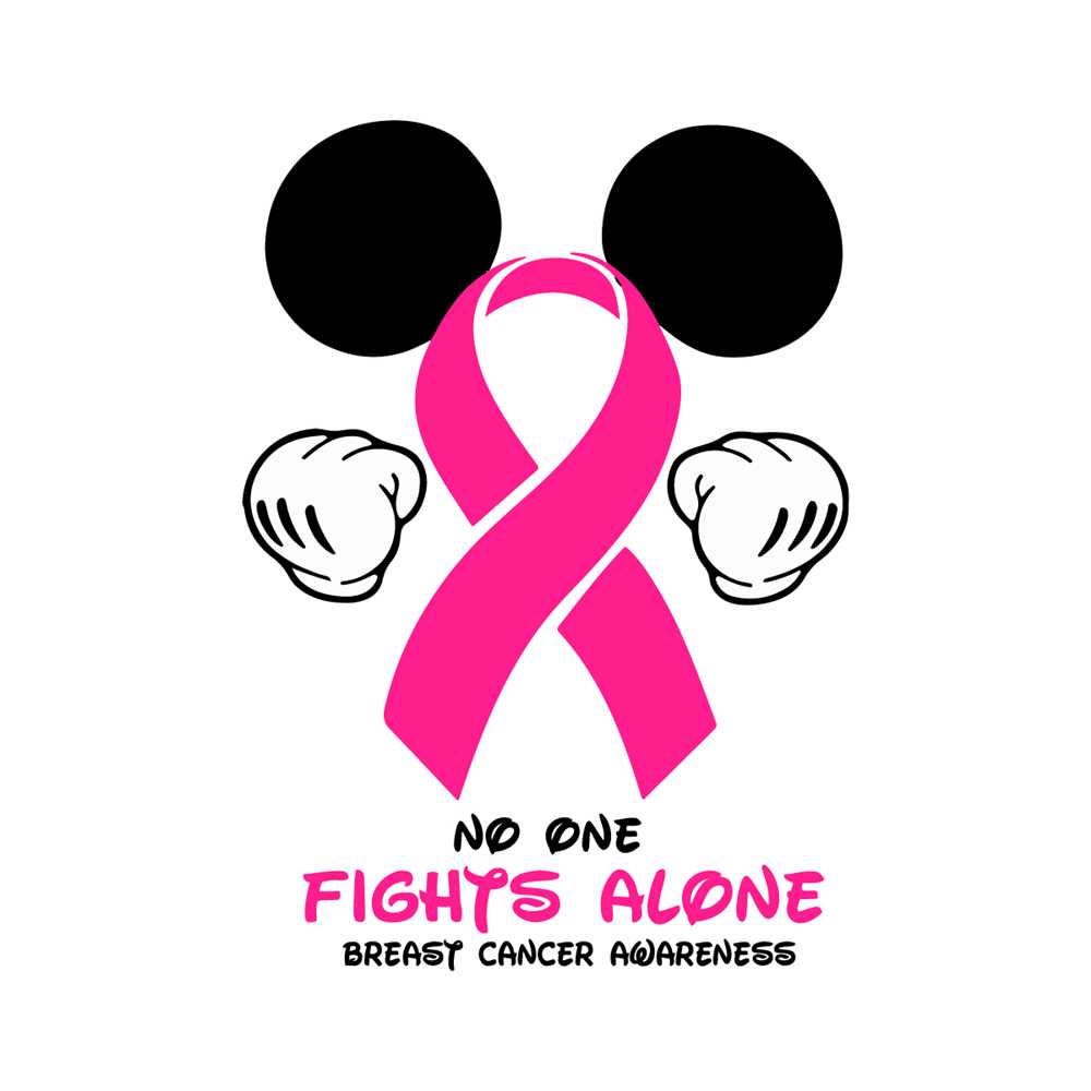 Mickey Mouse No One Fights Alone Breast Cancer Awareness Svg | Inspire ...