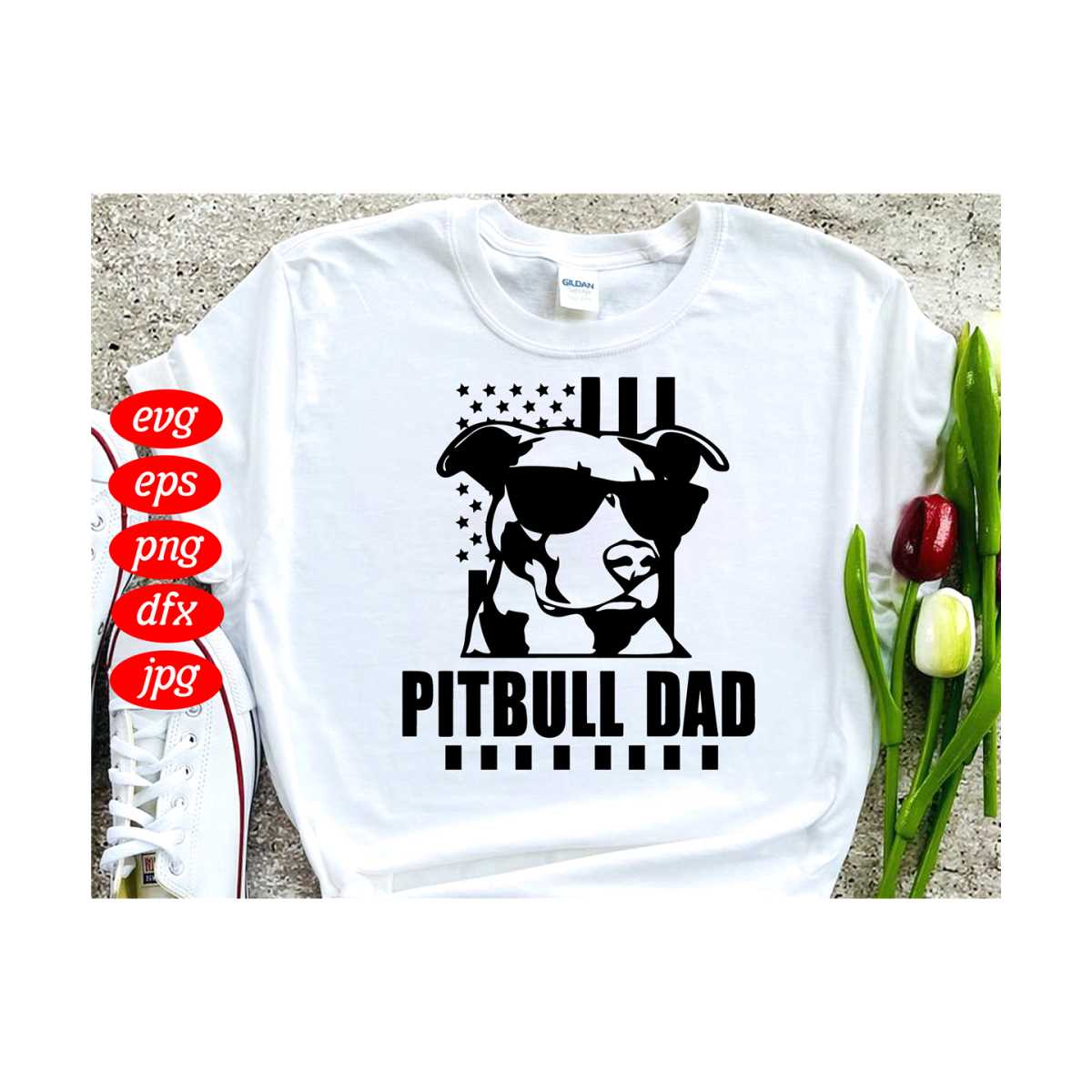 Pitbull Dad Pitbull With Glasses American Flag Svg, Fathers | Inspire ...