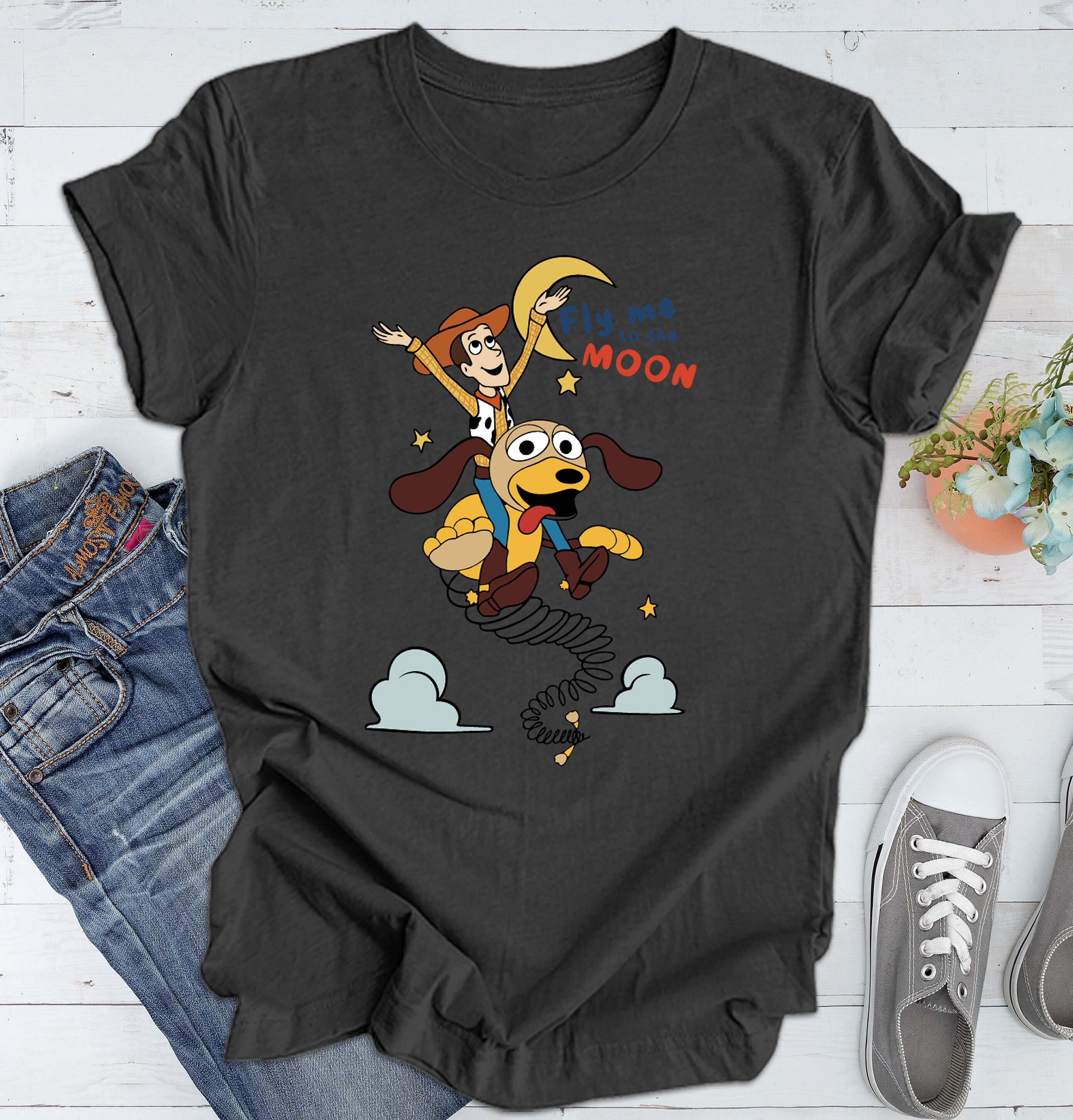 Fly me to the Moon Toy Story Woody Slinky Shirt, Retro Disne - Inspire ...