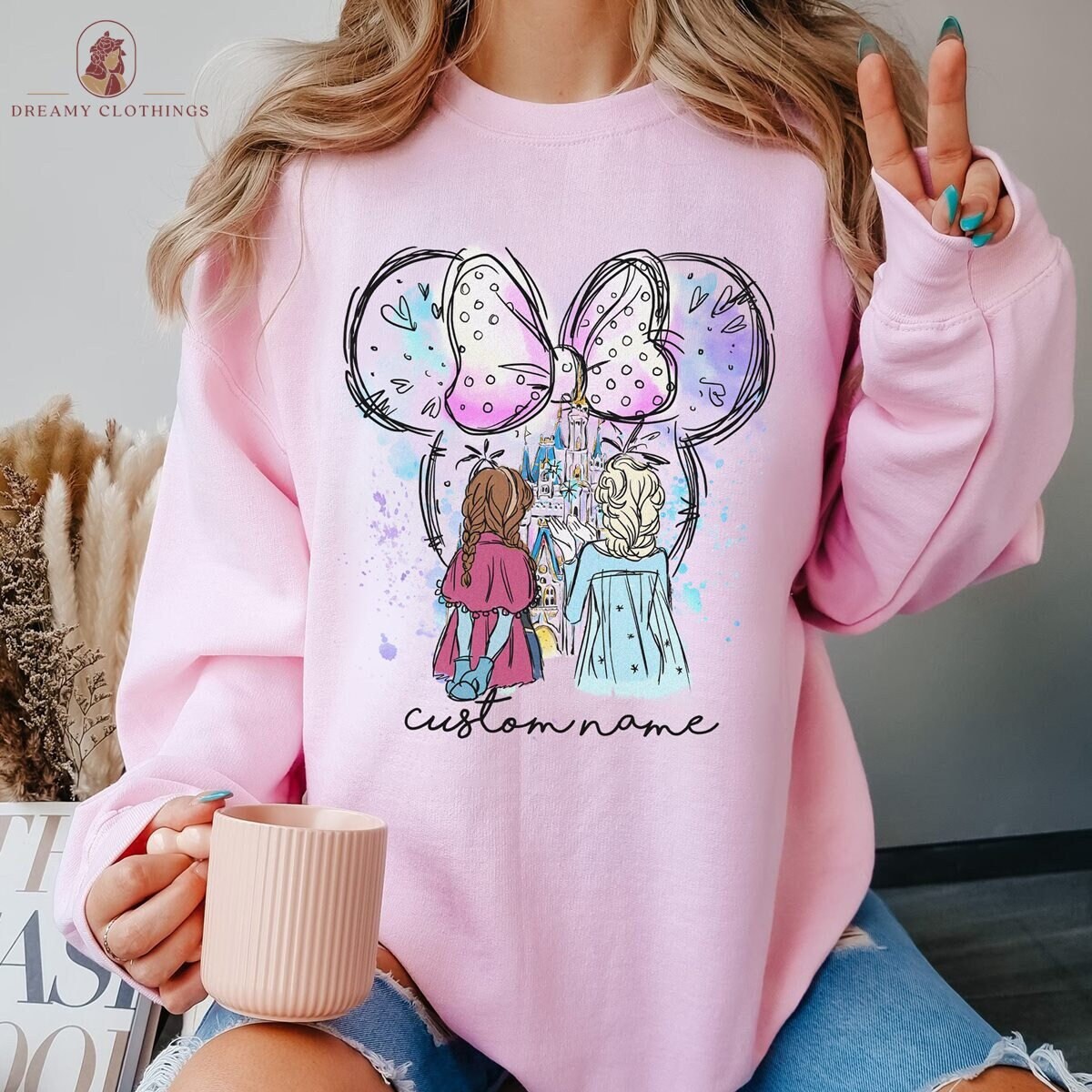 Personalized Watercolor Elsa and Anna Shirt Frozen Princess - Inspire ...