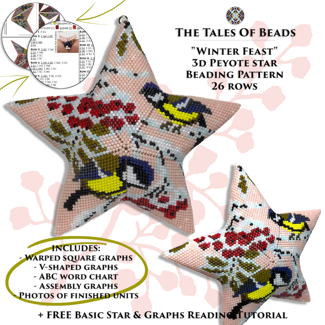 Winter Feast Peyote Star Beading Pattern / Birds Beaded - Inspire Uplift