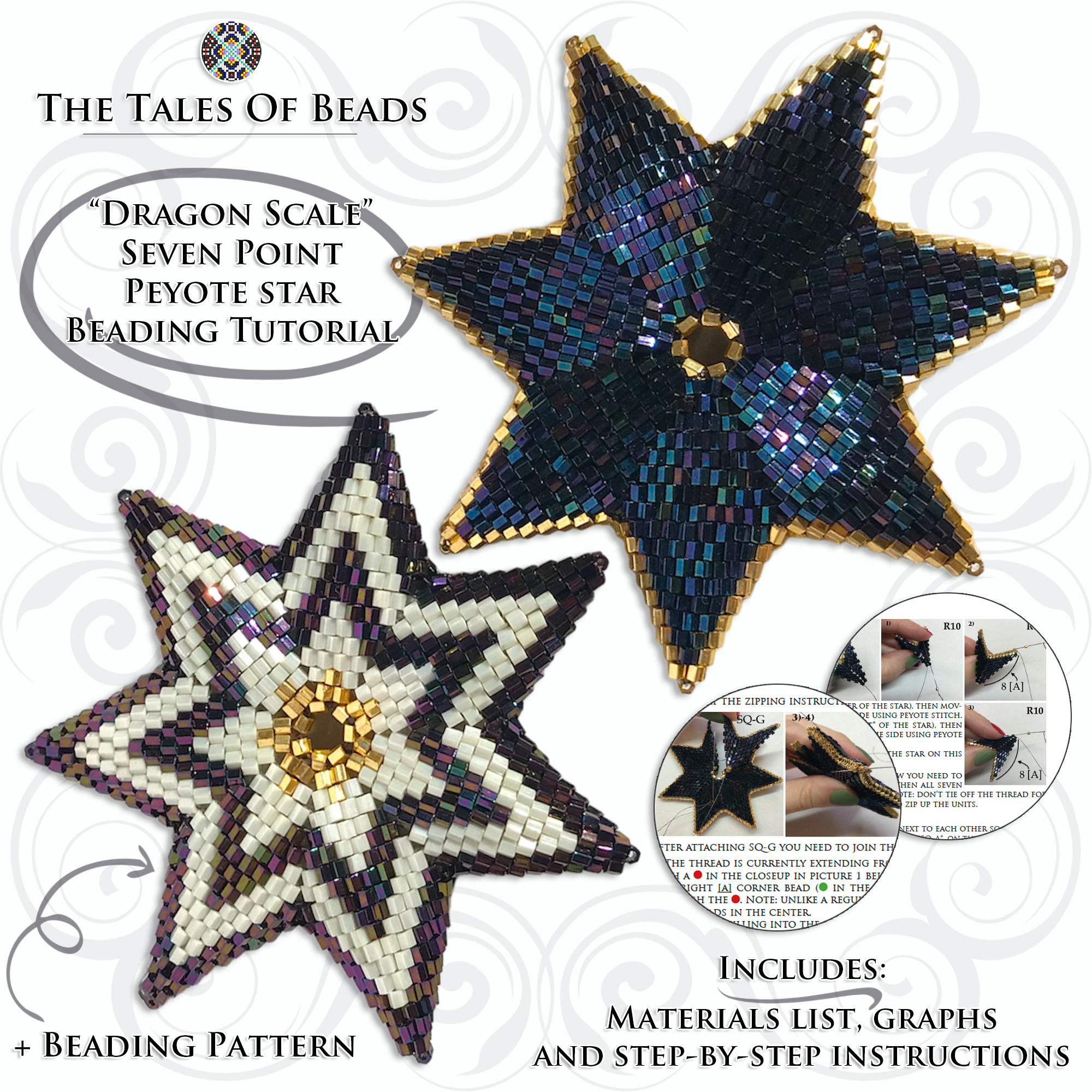 Beaded Star Tutorial - Dragon Scale / Seven Point Peyote Sta | Inspire ...