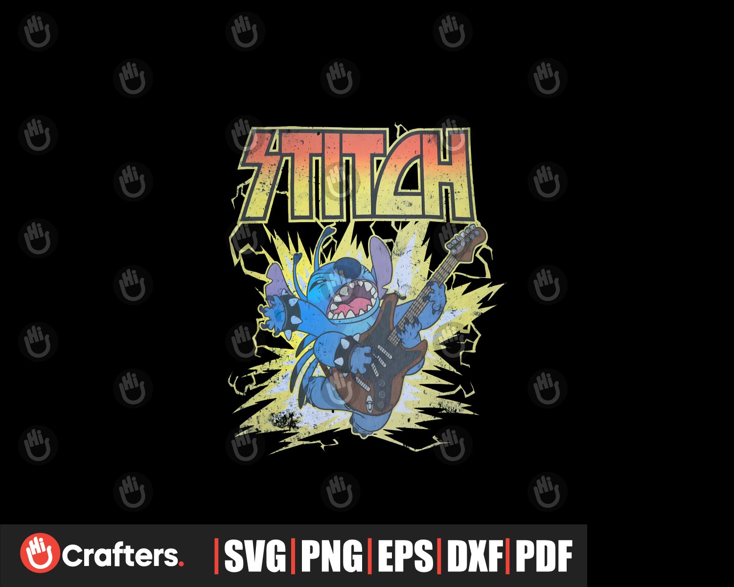 Funny Disney Stitch Rock n Roll PNG | Inspire Uplift
