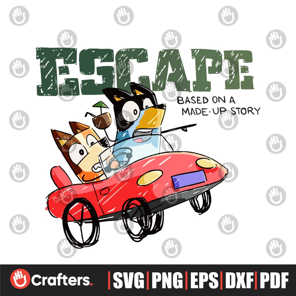 Vintage Bluey Escape Based On A Made Up Story PNG - Inspire Uplift