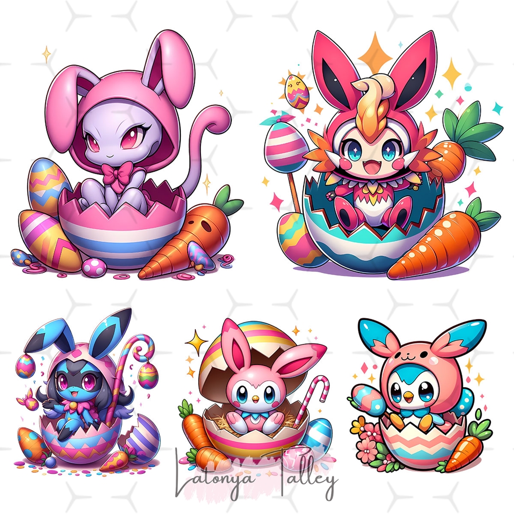 Cartoon Chibi Easter Character Png Bundle | Inspire Uplift
