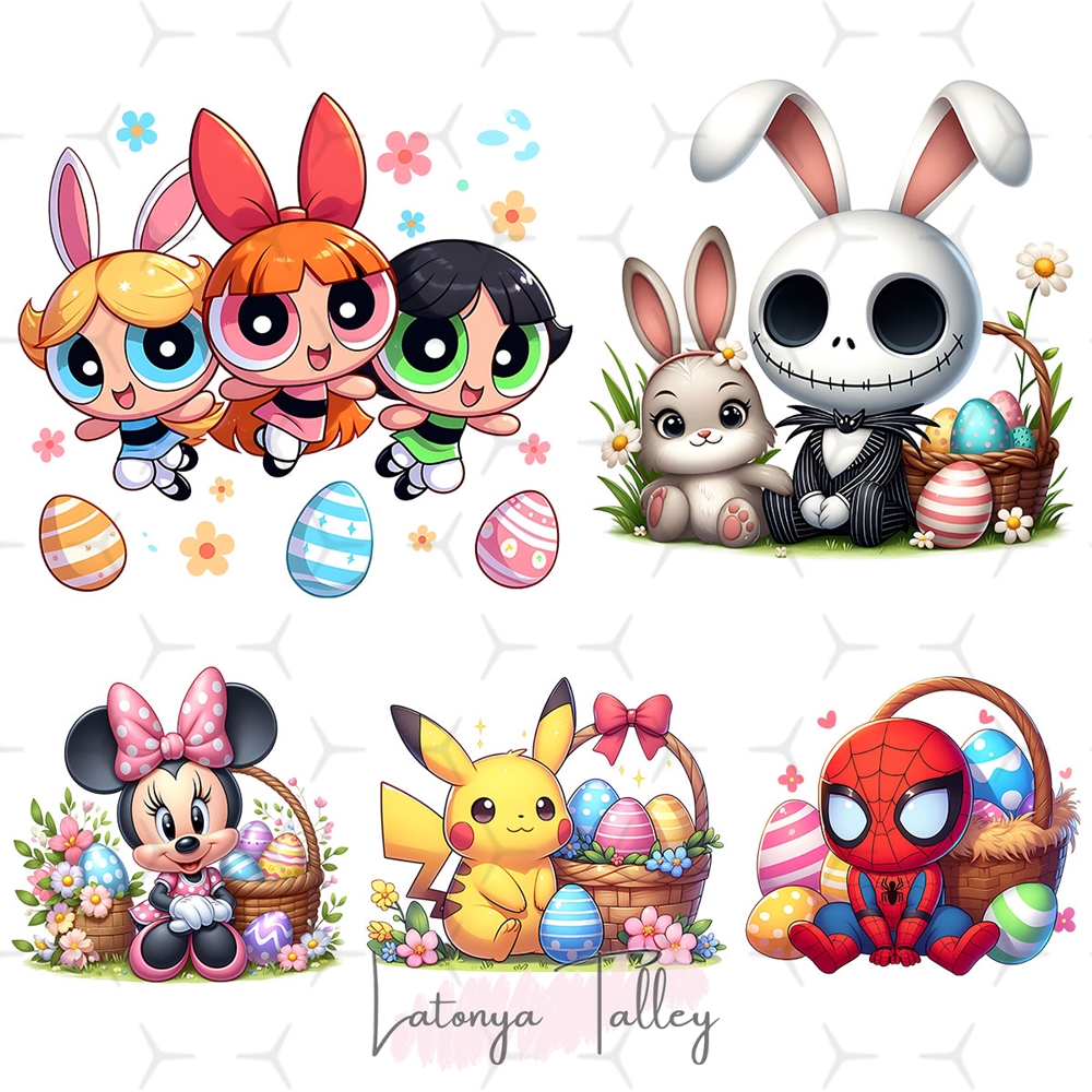 Happy Easter Day Cartoon Chibi Characters PNG Bundle | Inspire Uplift