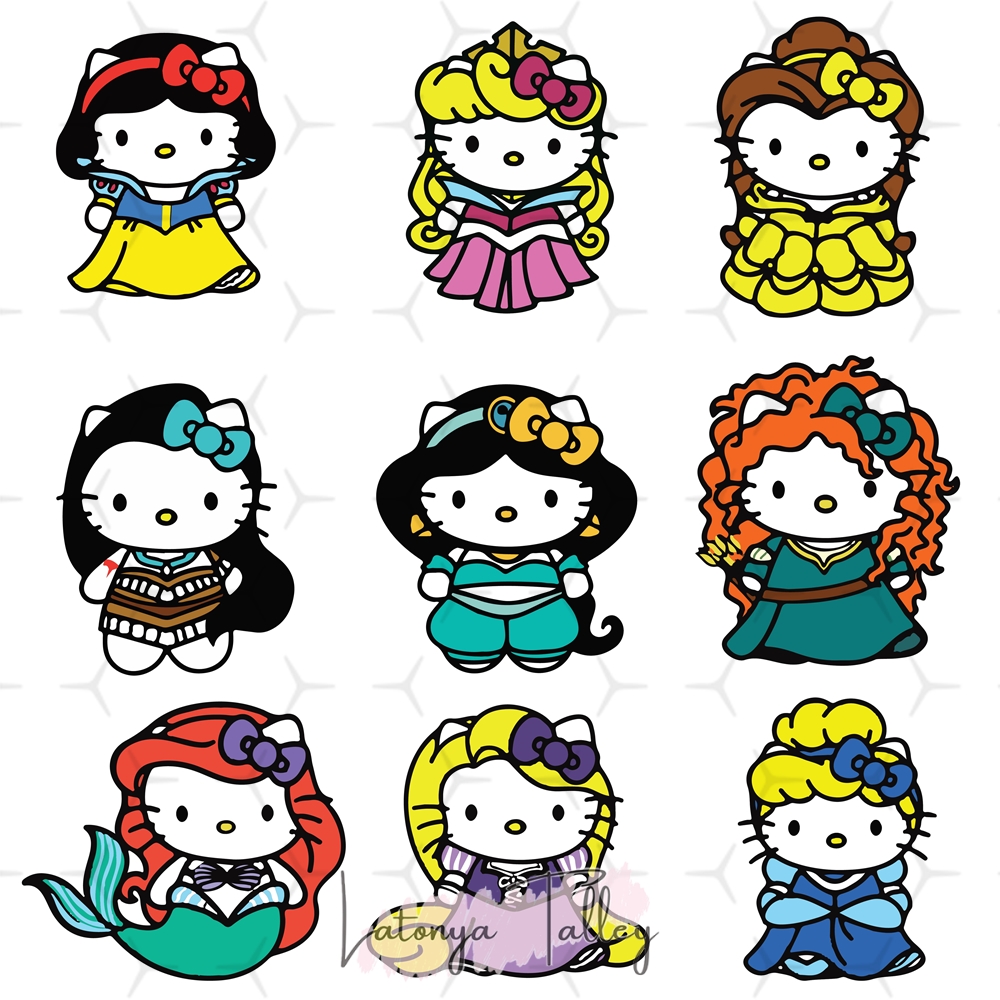 Hello Kitty Disney Princess Svg, Hello Kitty Svg, Ariel Svg, | Inspire ...