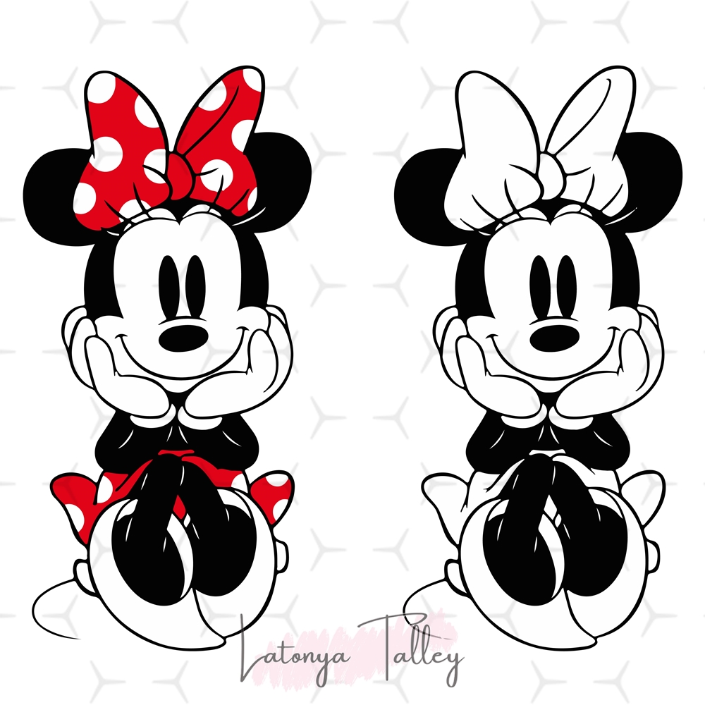 Minnie Mouse Vintage Cute Cuddly Sitting 2 3 color layered S | Inspire ...