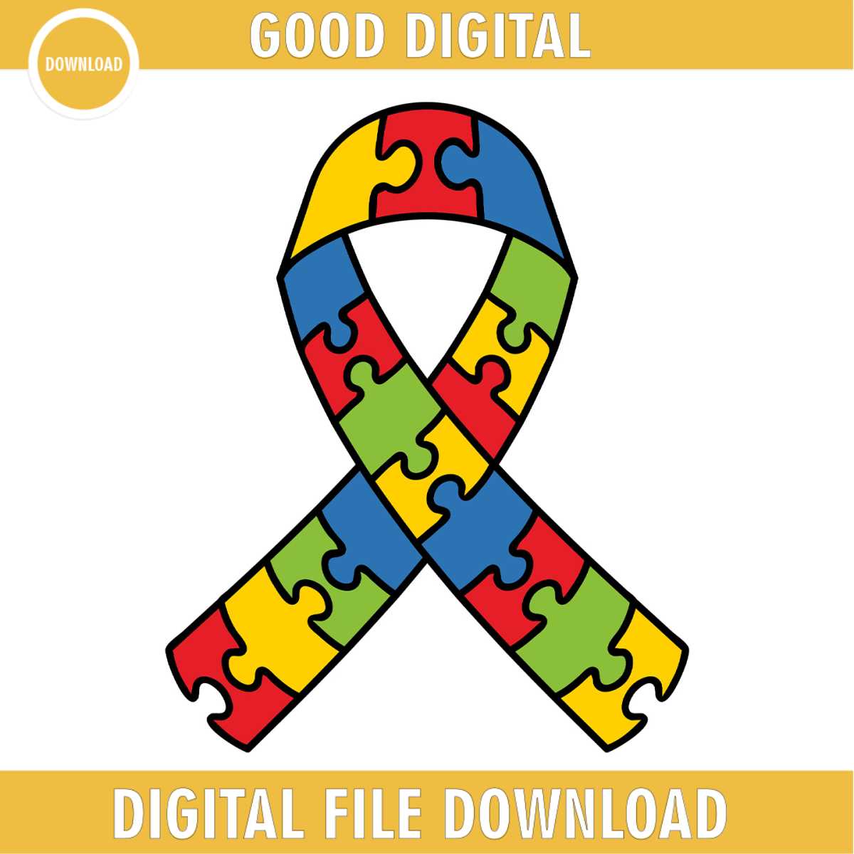 Ribbon Colorful Puzzle Autism Awareness SVG | Inspire Uplift