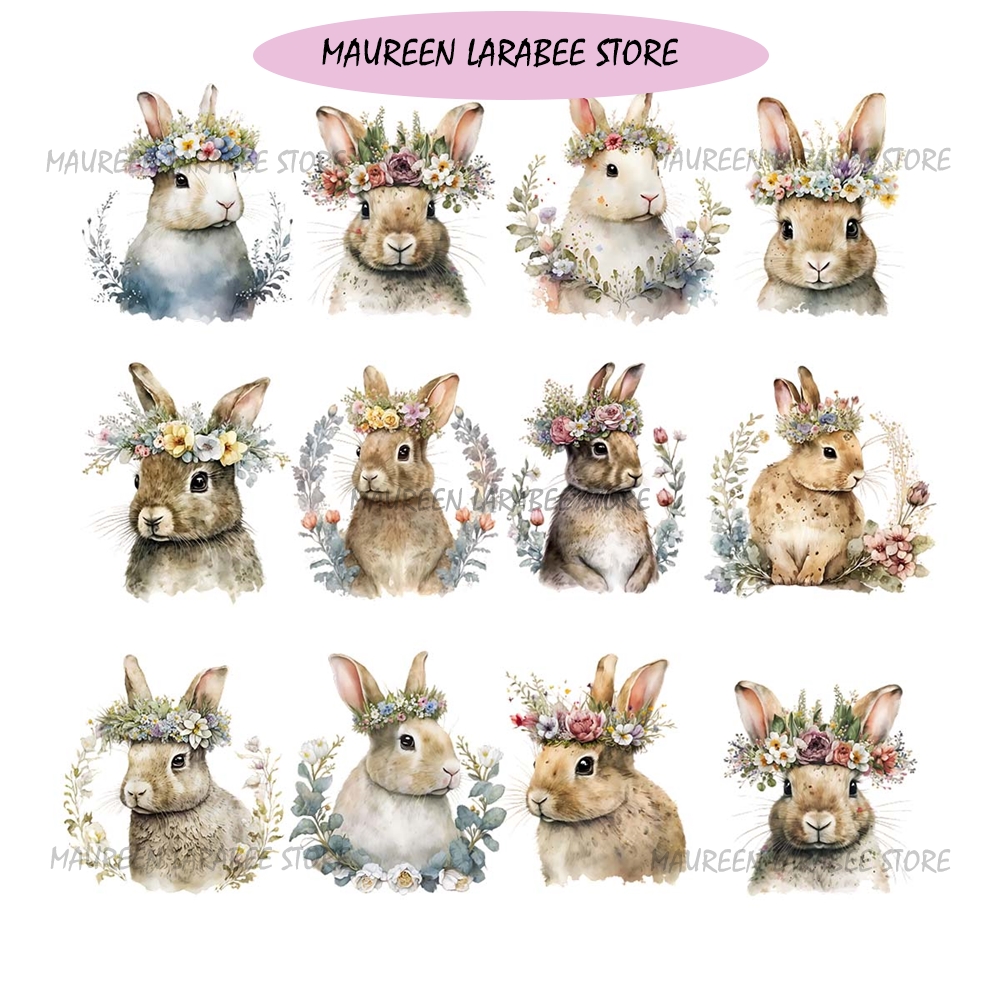 Spring Bunny Clipart | Easter Bunny Clipart | Floral Bunny | | Inspire ...